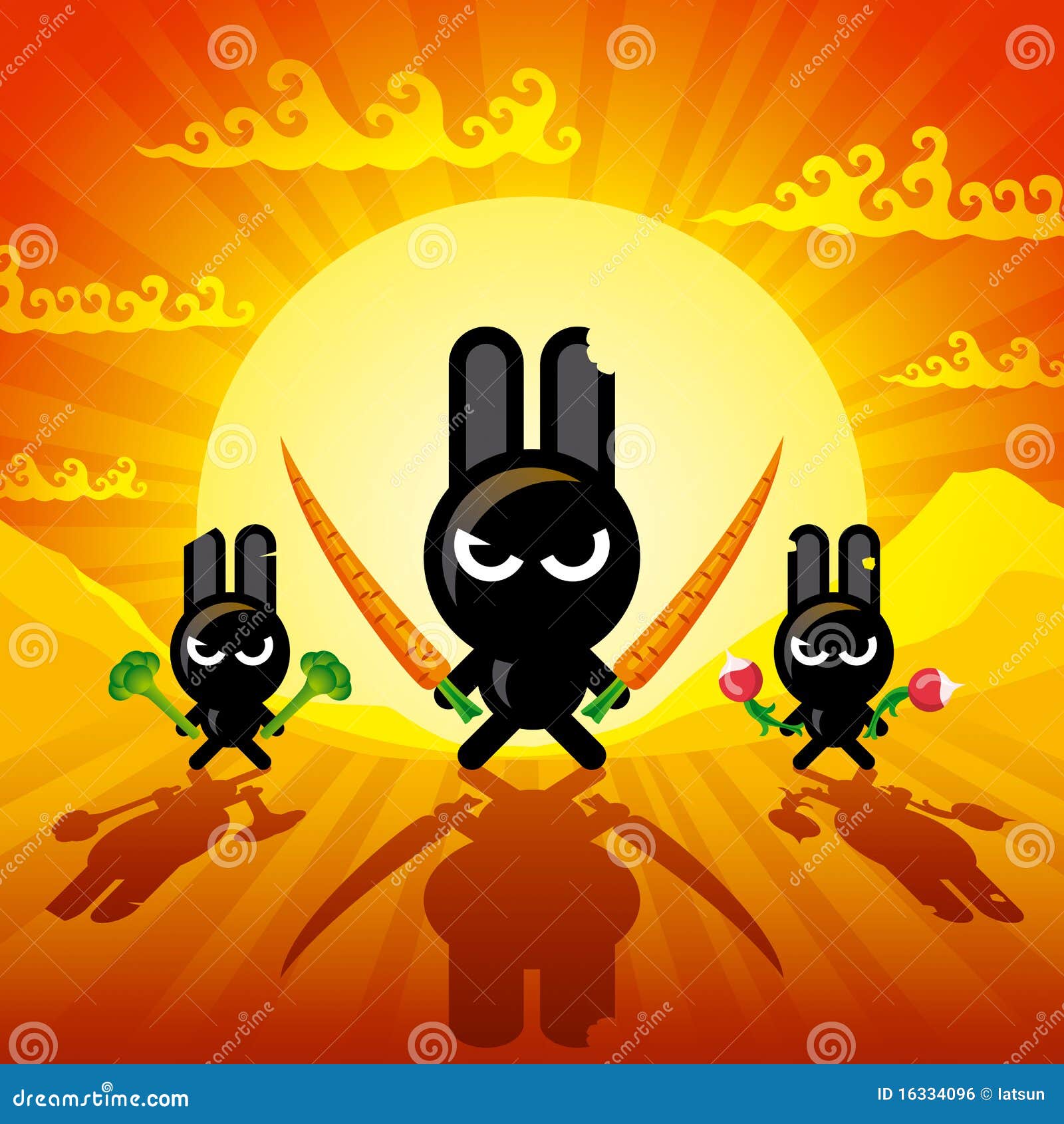 Coelhos de Ninja ilustração do vetor. Ilustração de arte - 16334096