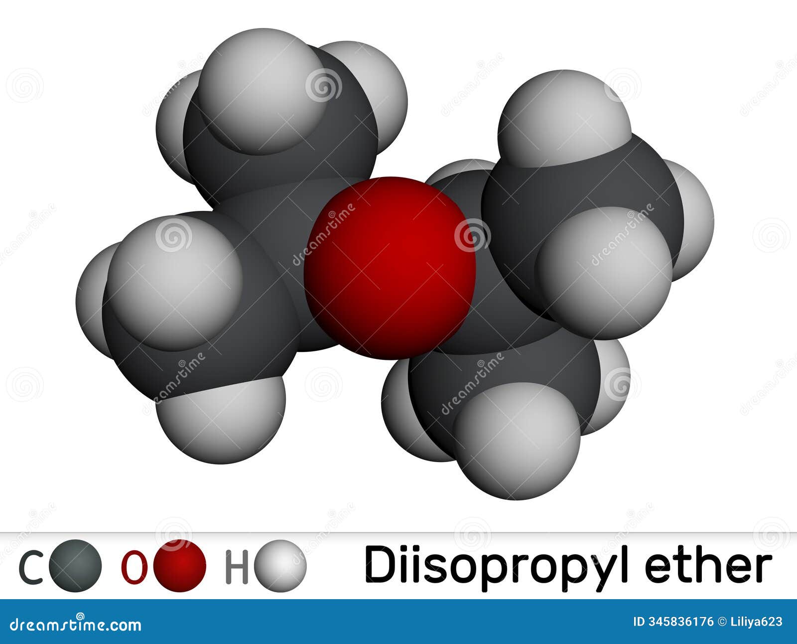 Diisopropyl Ether Molecule. Structural Chemical Formula, Molecule Model ...