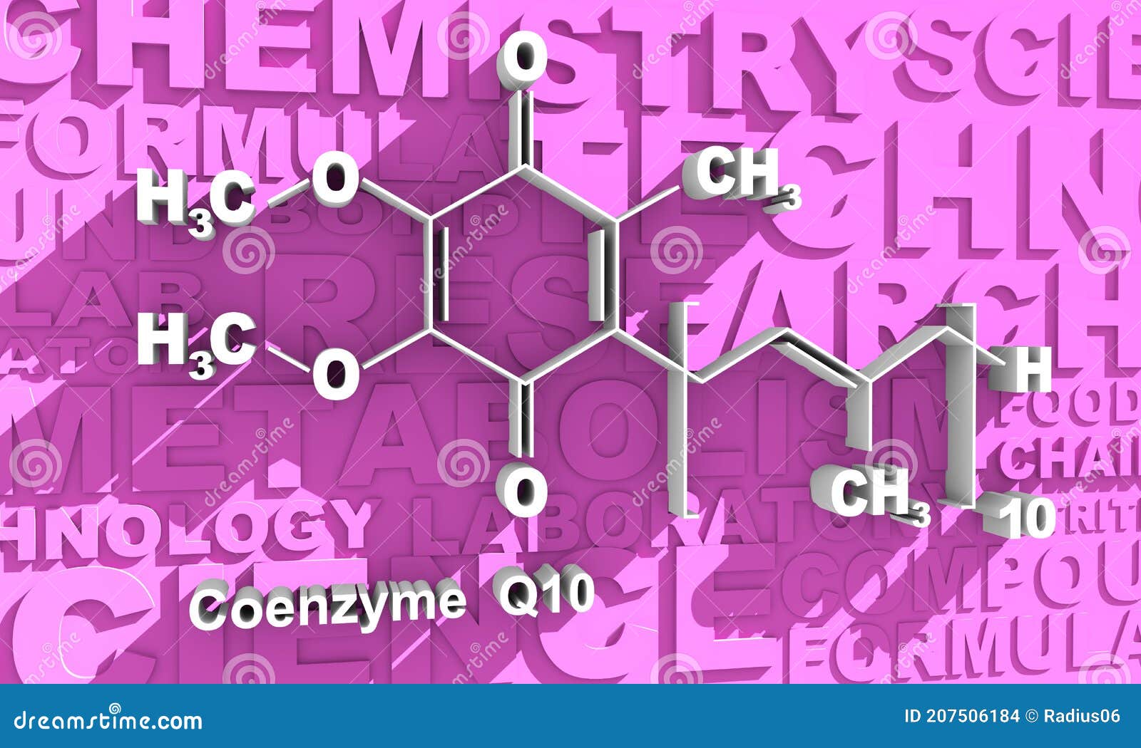 Coenzyme Q10 formula. stock illustration. Illustration of food - 207506184