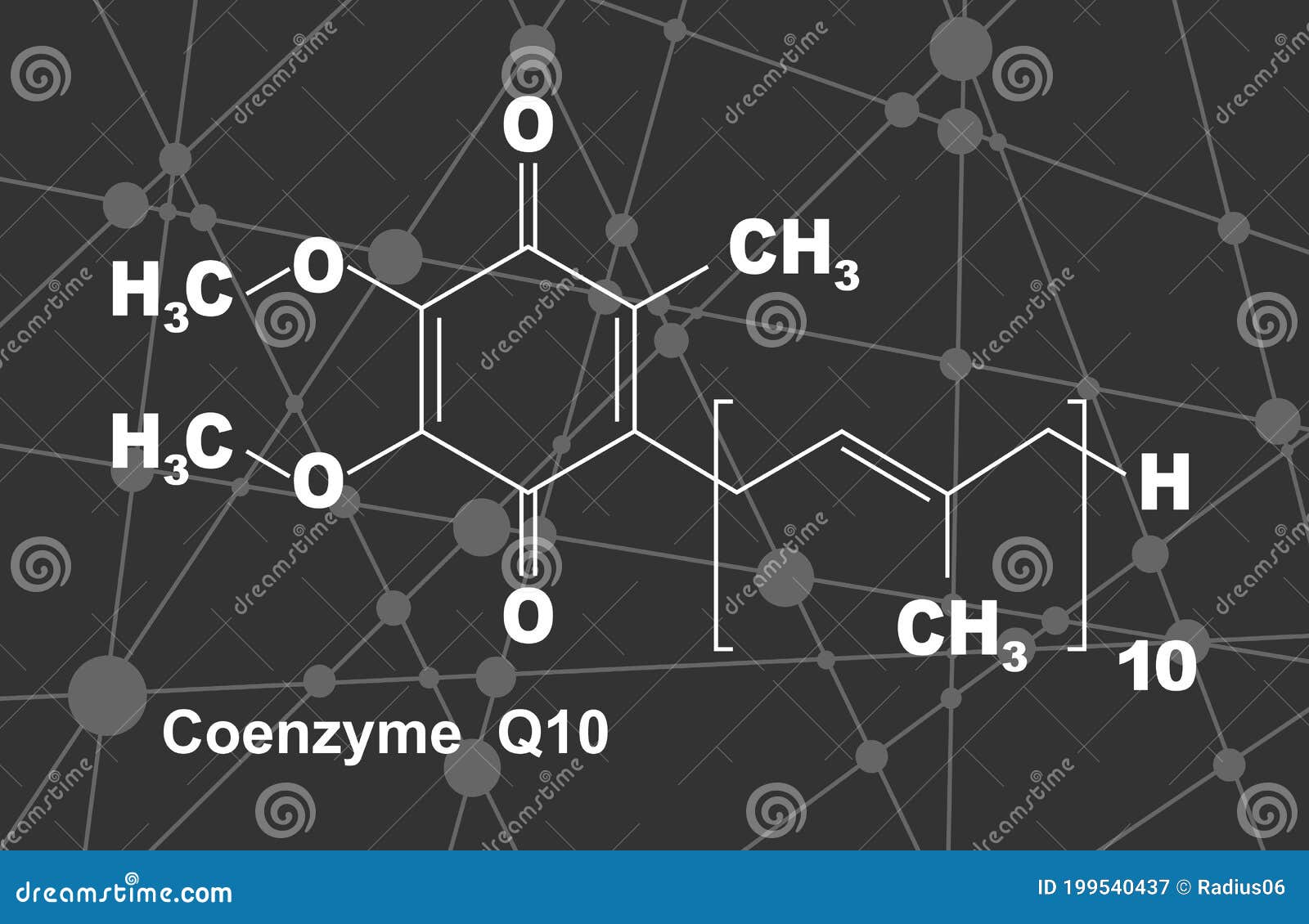 Coenzyme Q10 formula. stock vector. Illustration of energy - 199540437