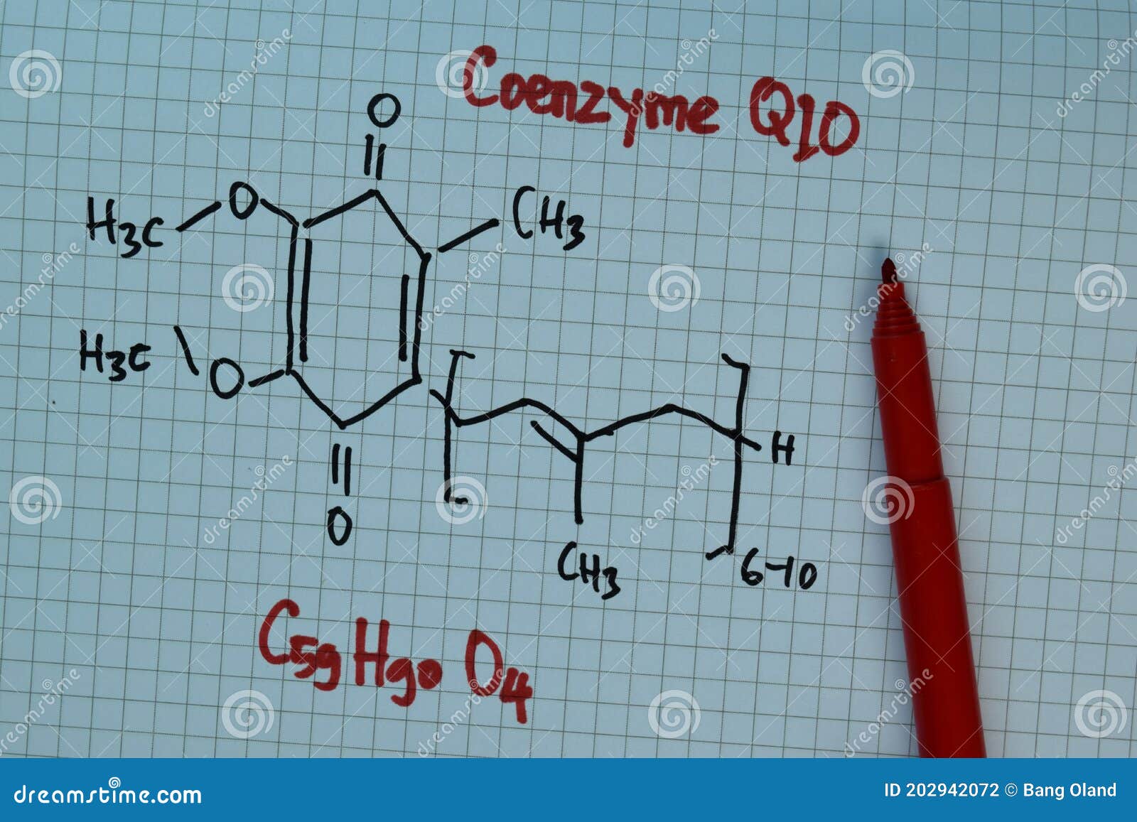 Coenzyme Q10 Write on a Book. Structural Chemical Formula Stock Photo ...