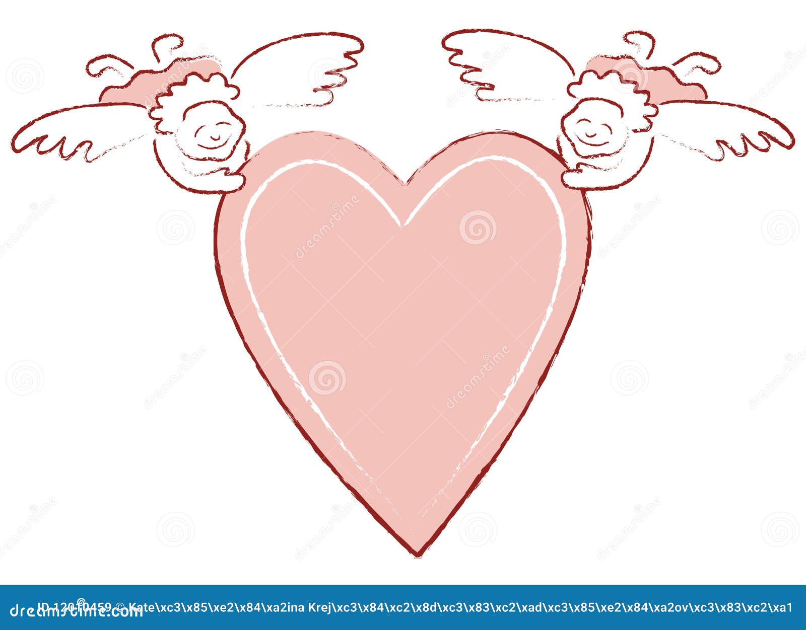 Coeur avec des anges illustration de vecteur. Illustration du ange ...