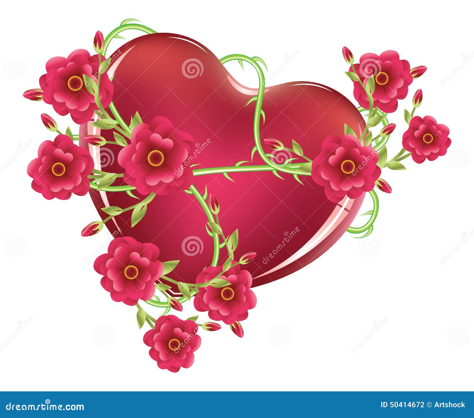 Coeur avec des roses illustration de vecteur. Illustration du décoratif ...