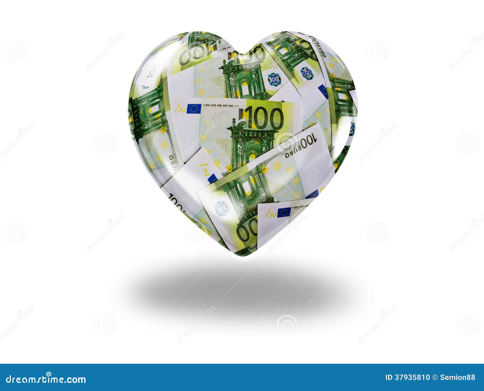 Coeur Avec 100 Euro Factures Photo stock - Image du coeur, personne ...