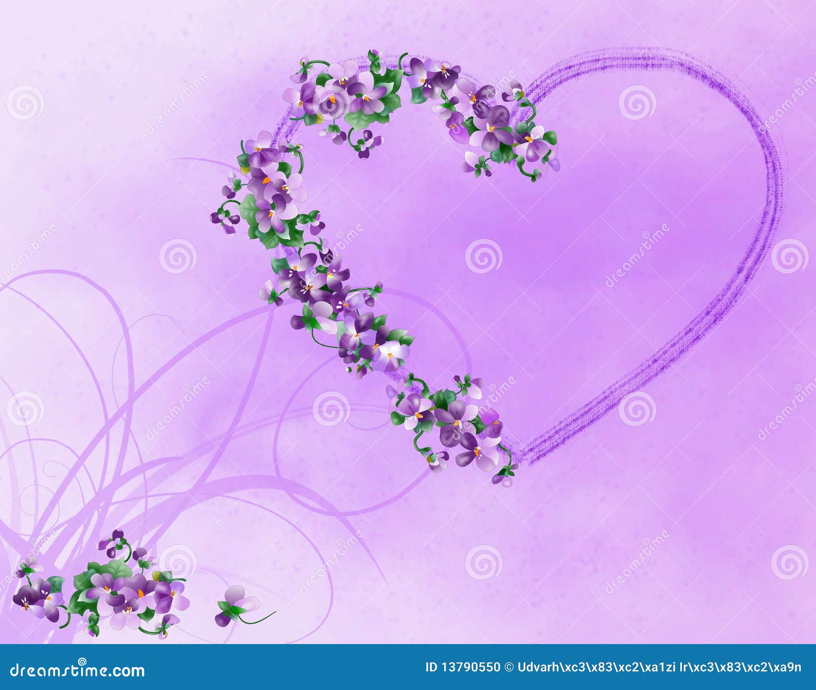 Coeur Avec Les Fleurs Violettes, Illustration Illustration Stock ...