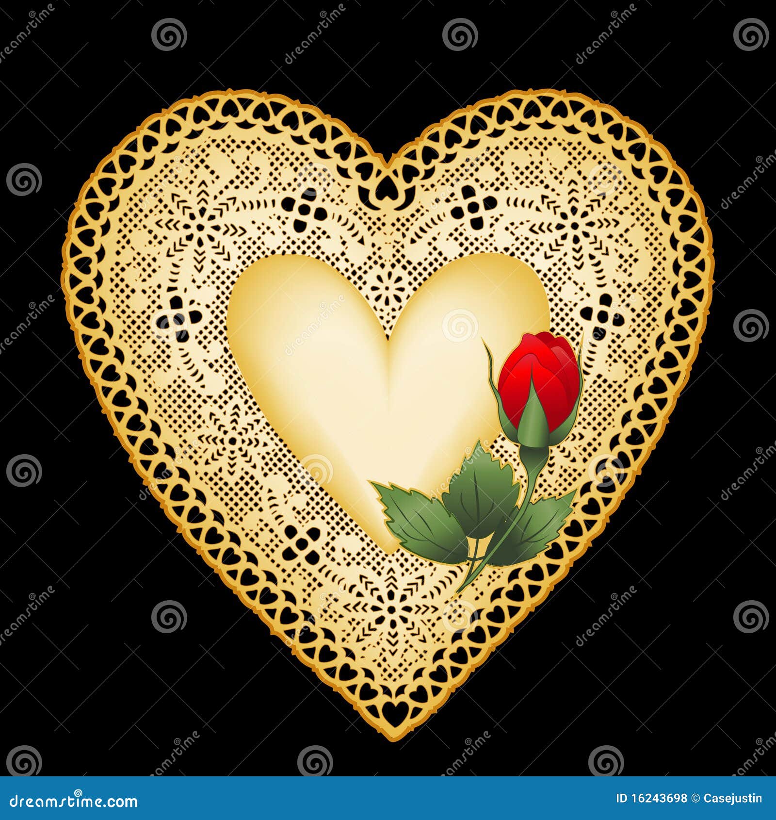 Coeur d'or illustration de vecteur. Illustration du handmade - 16243698