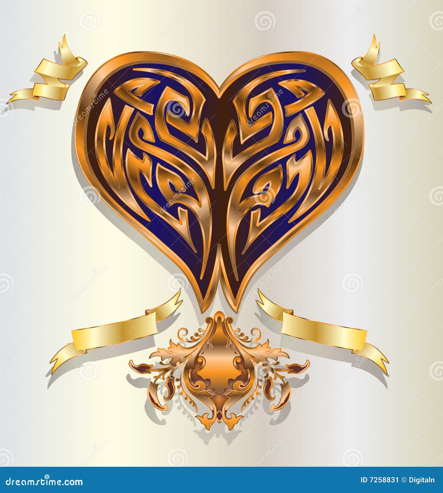 Coeur d'or illustration de vecteur. Illustration du carat - 7258831