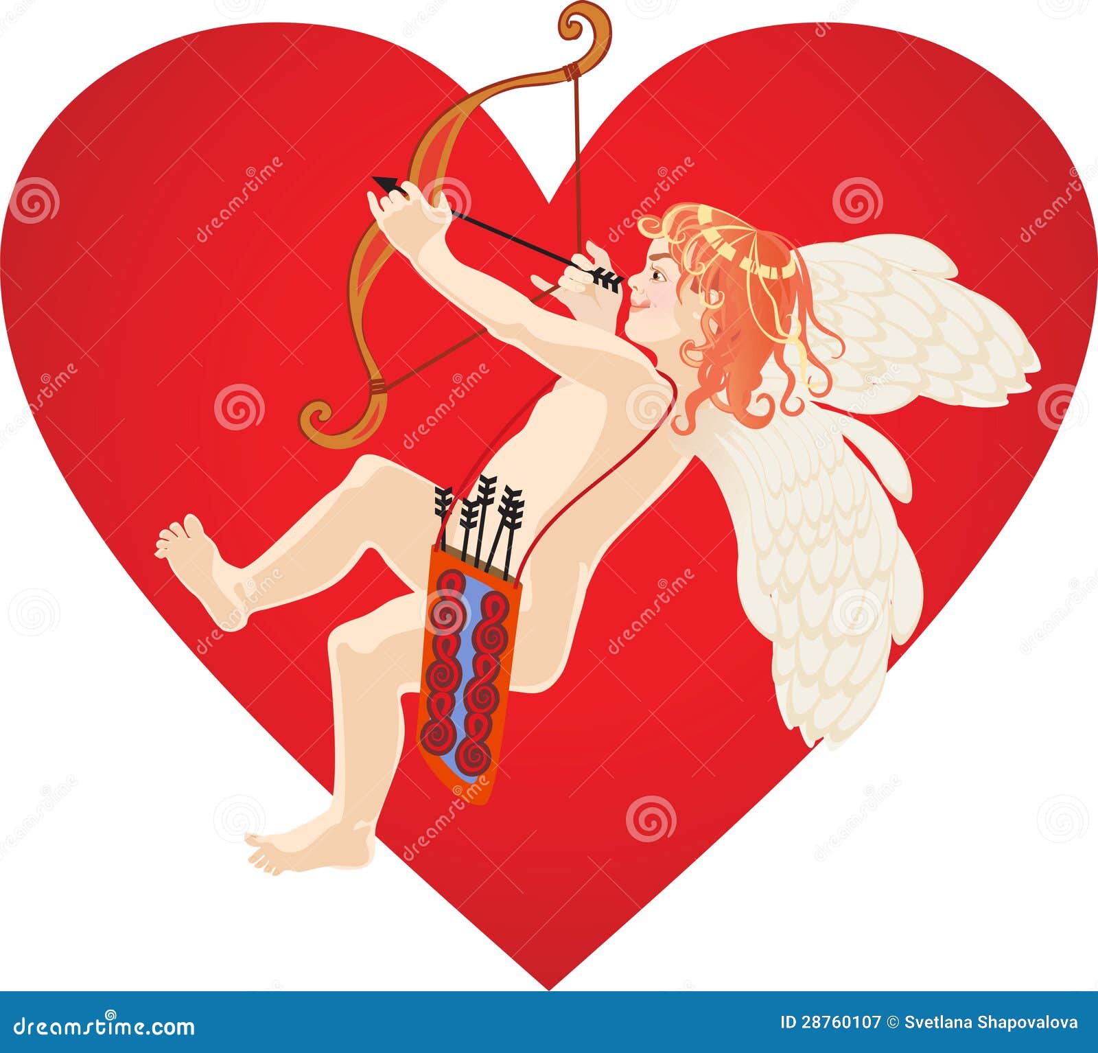 Coeur et cupidon rouges illustration de vecteur. Illustration du enfant ...