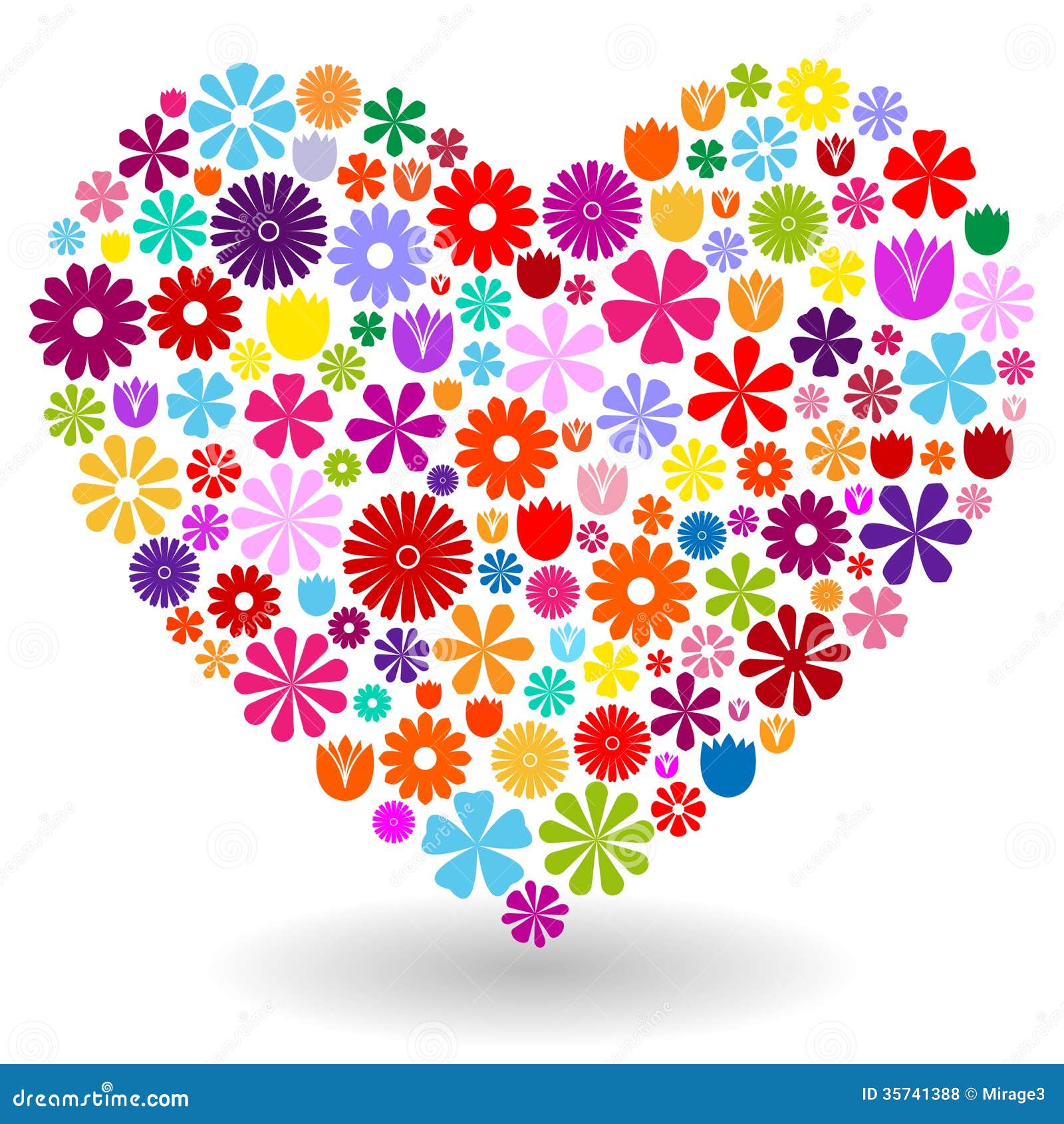 Coeur fait de fleurs illustration stock. Illustration du bouquet - 35741388