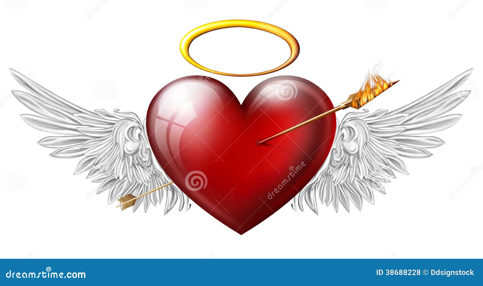 Coeur Rouge Avec Des Ailes D'ange Illustration Stock - Illustration du ...