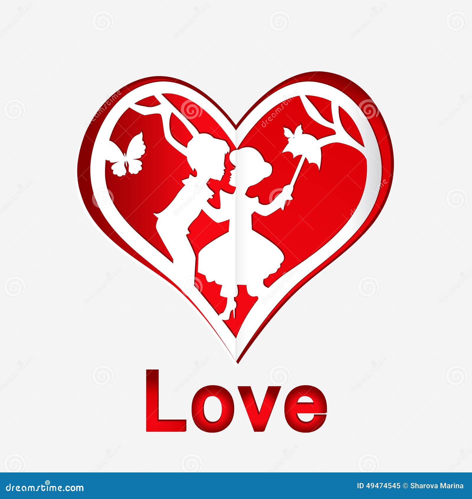 Coeur Rouge Avec Des Couples Dans L'amour Illustration de Vecteur ...