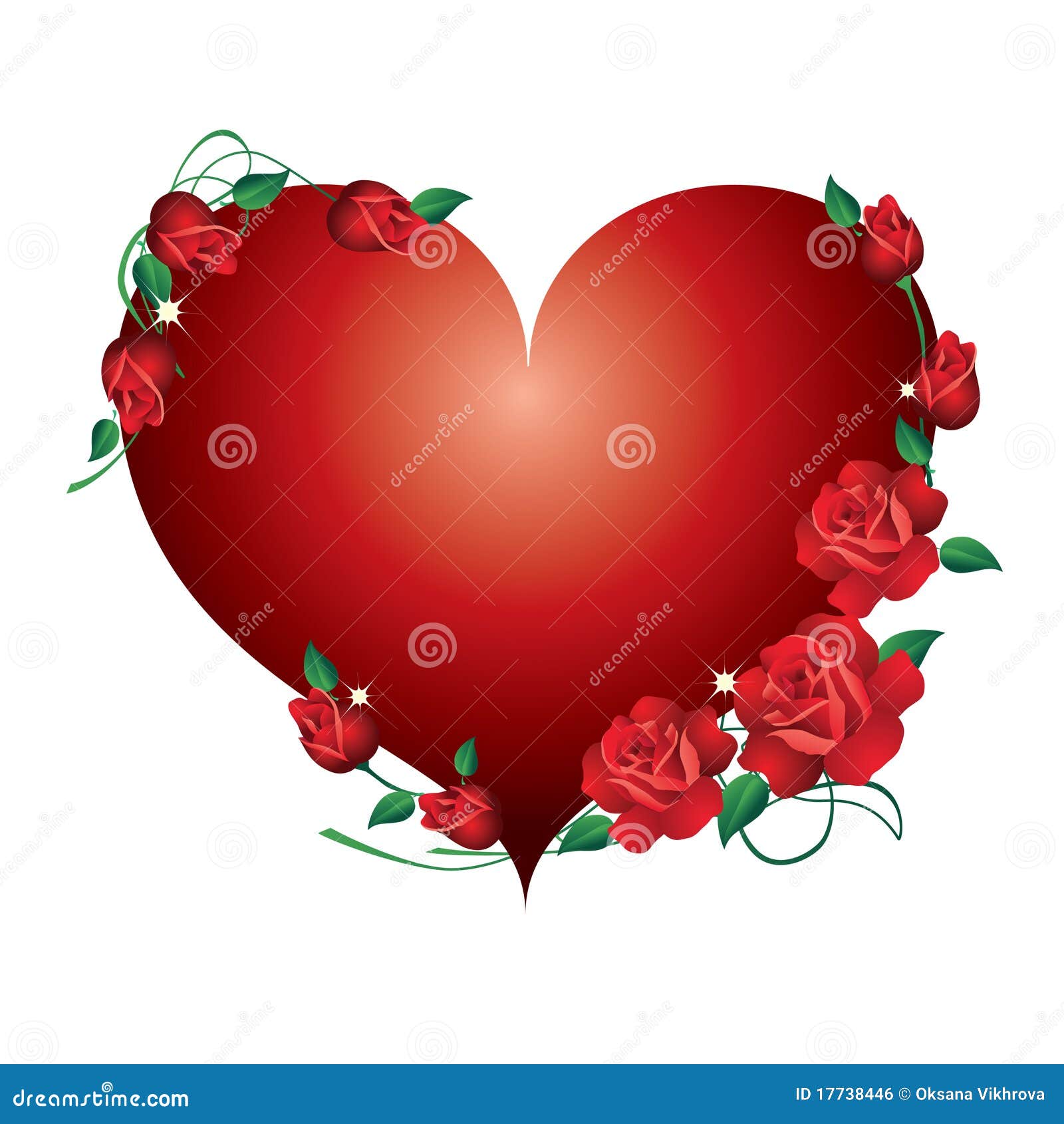 Coeur Rouge Avec Des Roses. Illustration de Vecteur - Illustration du ...