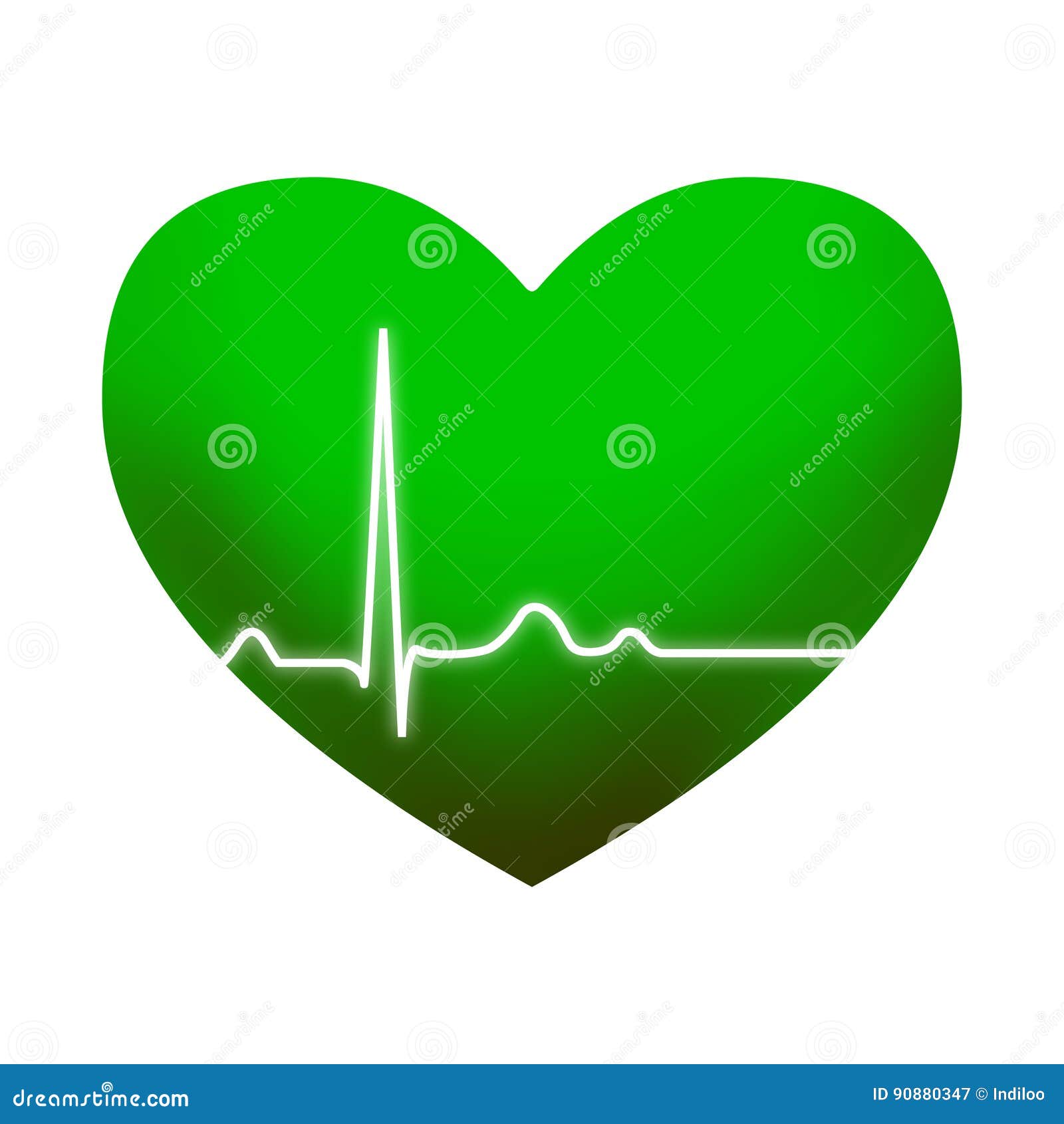 Coeur vert avec ECG illustration stock. Illustration du coeur - 90880347