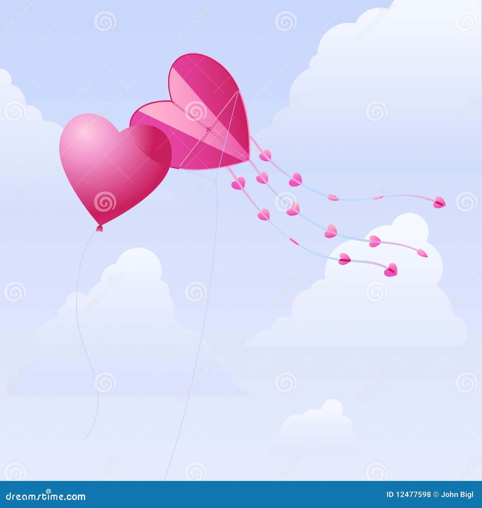 Coeurs dans le ciel illustration de vecteur. Illustration du ciel ...