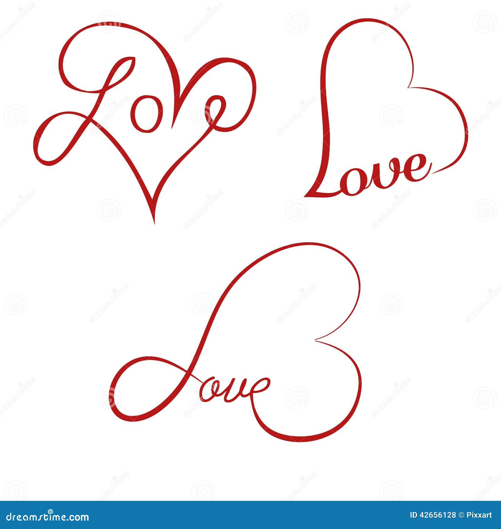 Coeurs De Calligraphie D'amour Illustration de Vecteur - Illustration ...
