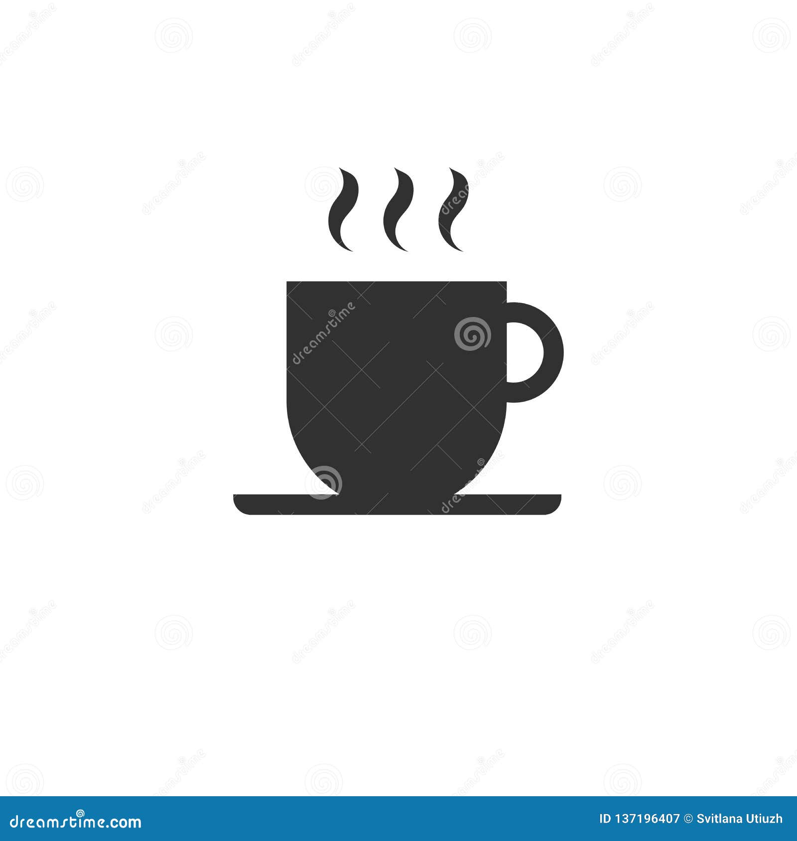 Cofee or Tea Cup Flat Icon. Vector Illustration Isolated on White ...