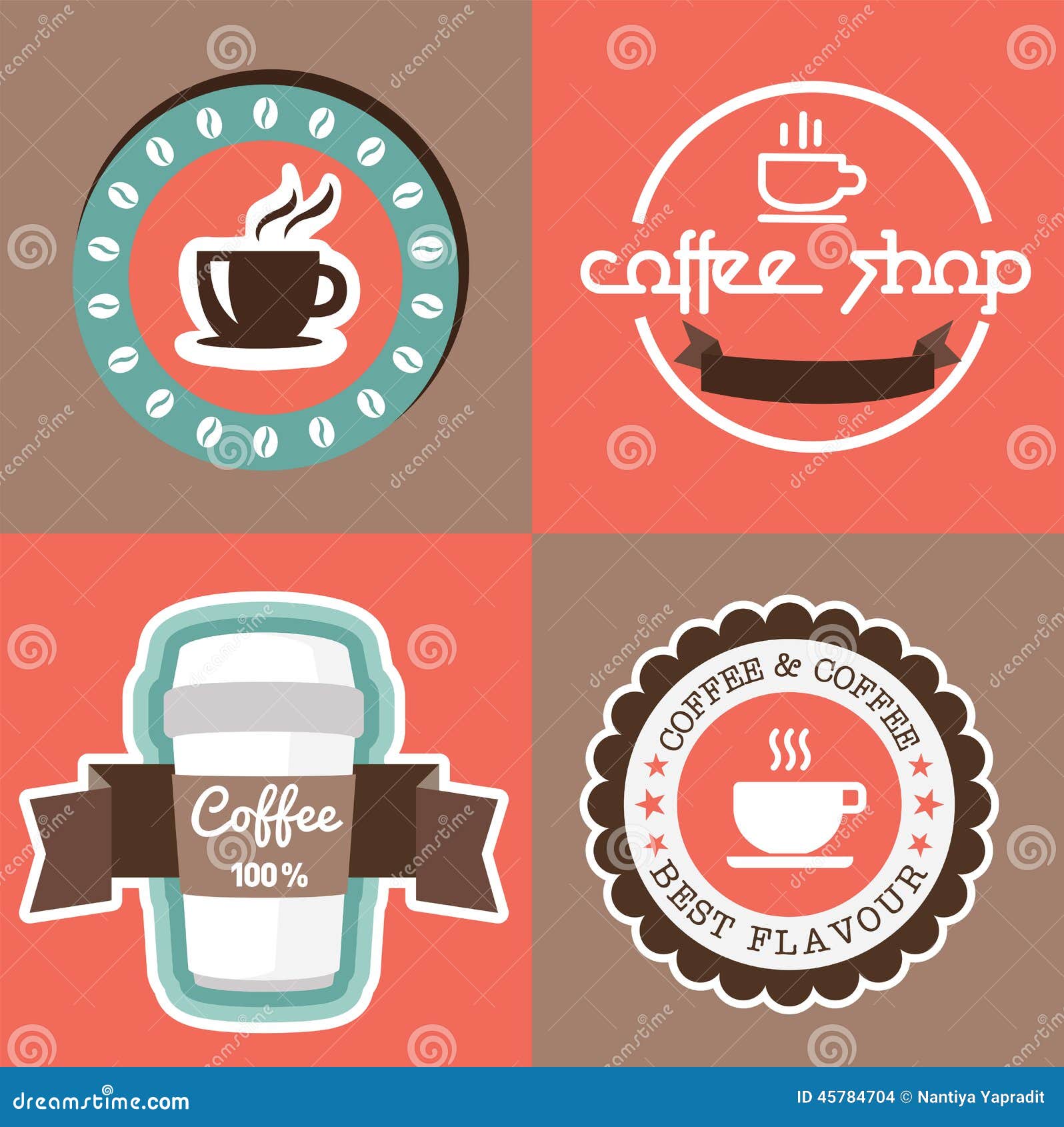 Coffe with Banner Label Ribbon Design Stock Vector - Illustration of ...