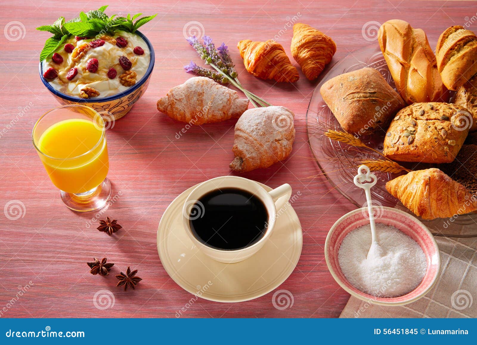 Coffe Breakfast with Orange Juice Croissant Bread Stock Image - Image ...
