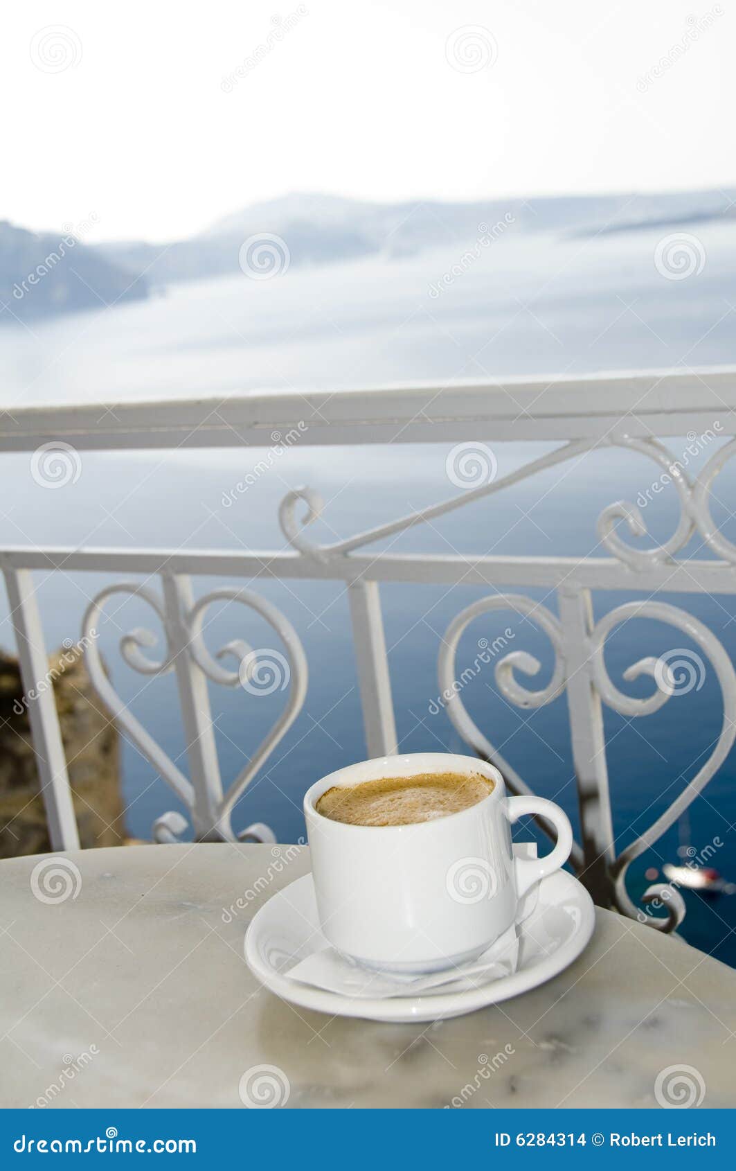 Coffe Cafe Greek Island View Santorini Stock Photo - Image of santorini ...