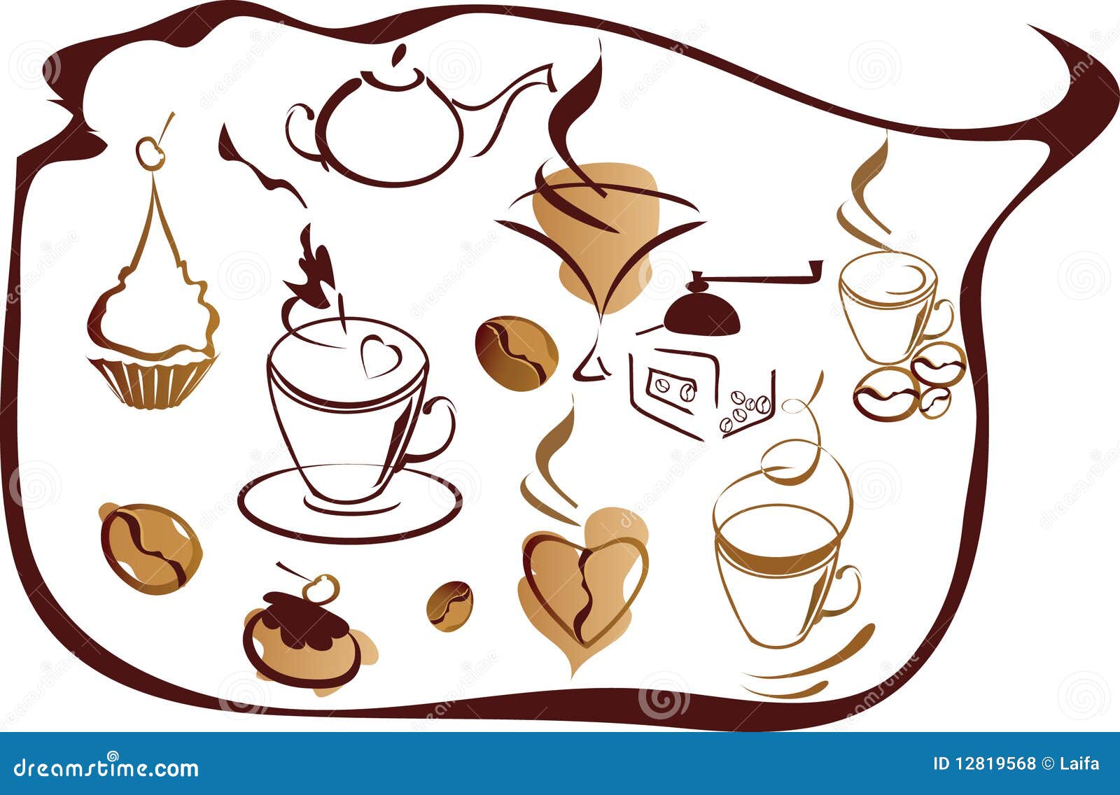 Coffe elements set stock vector. Illustration of cafe - 12819568