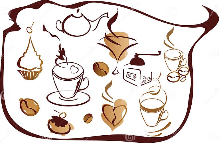 Coffe elements set stock vector. Illustration of cafe - 12819568
