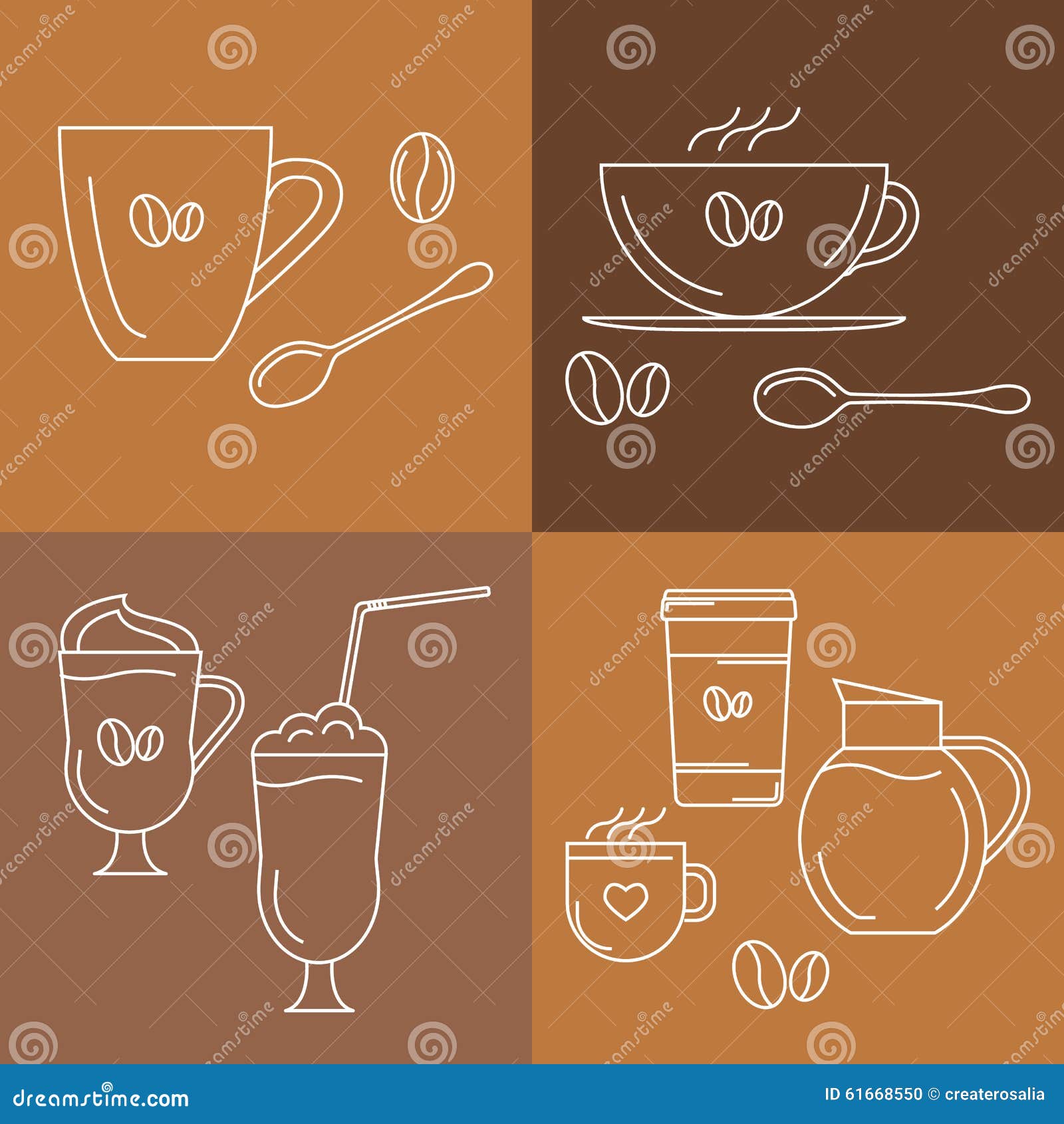 Coffe icons set stock vector. Illustration of flat, glass - 61668550