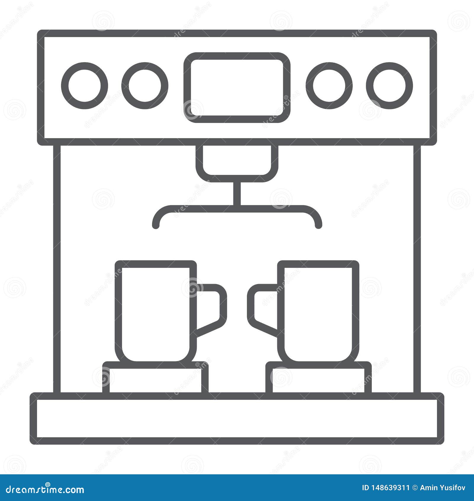 Coffe Machine Thin Line Icon, Coffee and Appliance, Coffeemaker Sign ...