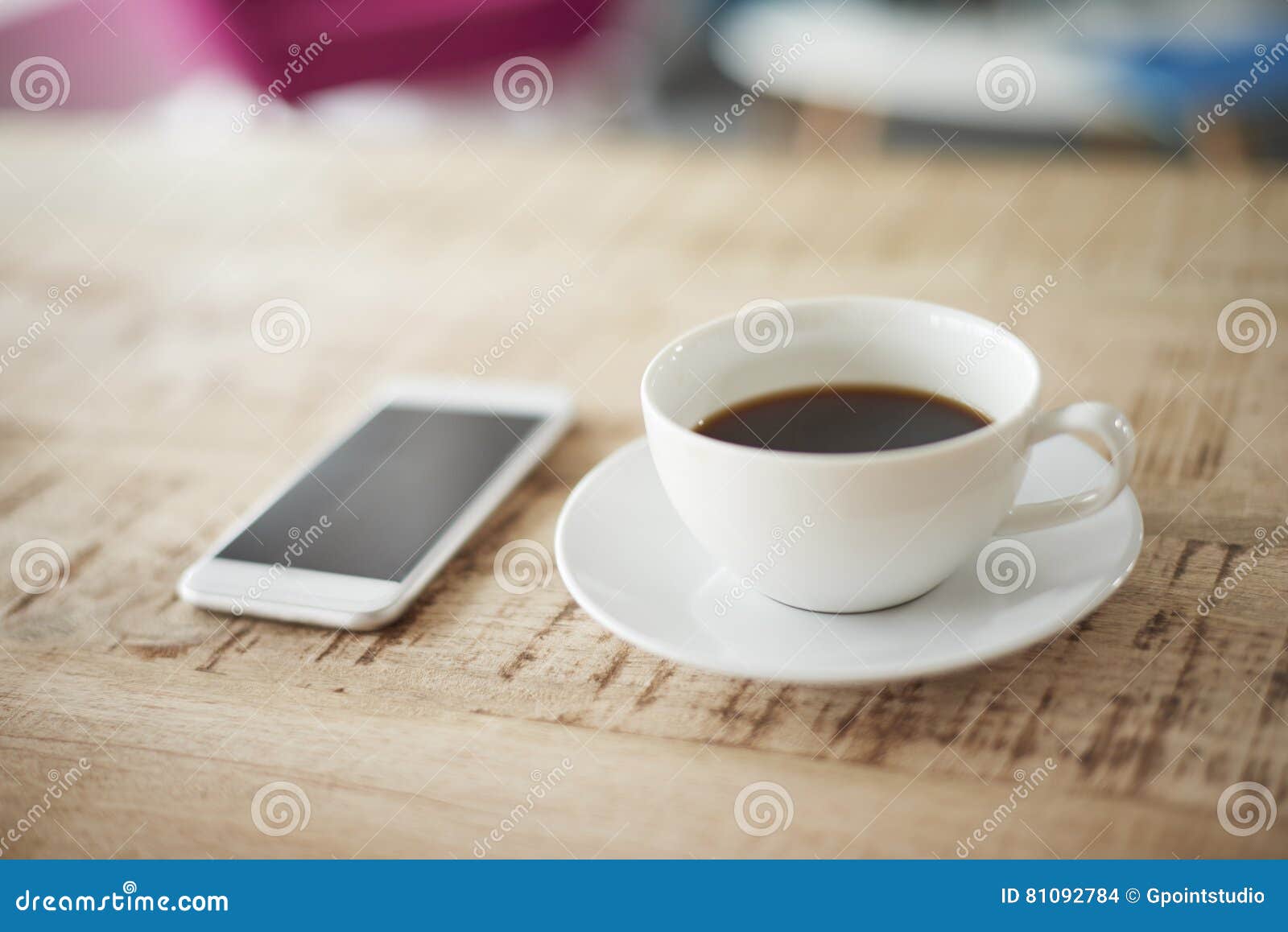 Coffe with Mobile Phone on the Desk Stock Photo - Image of space ...