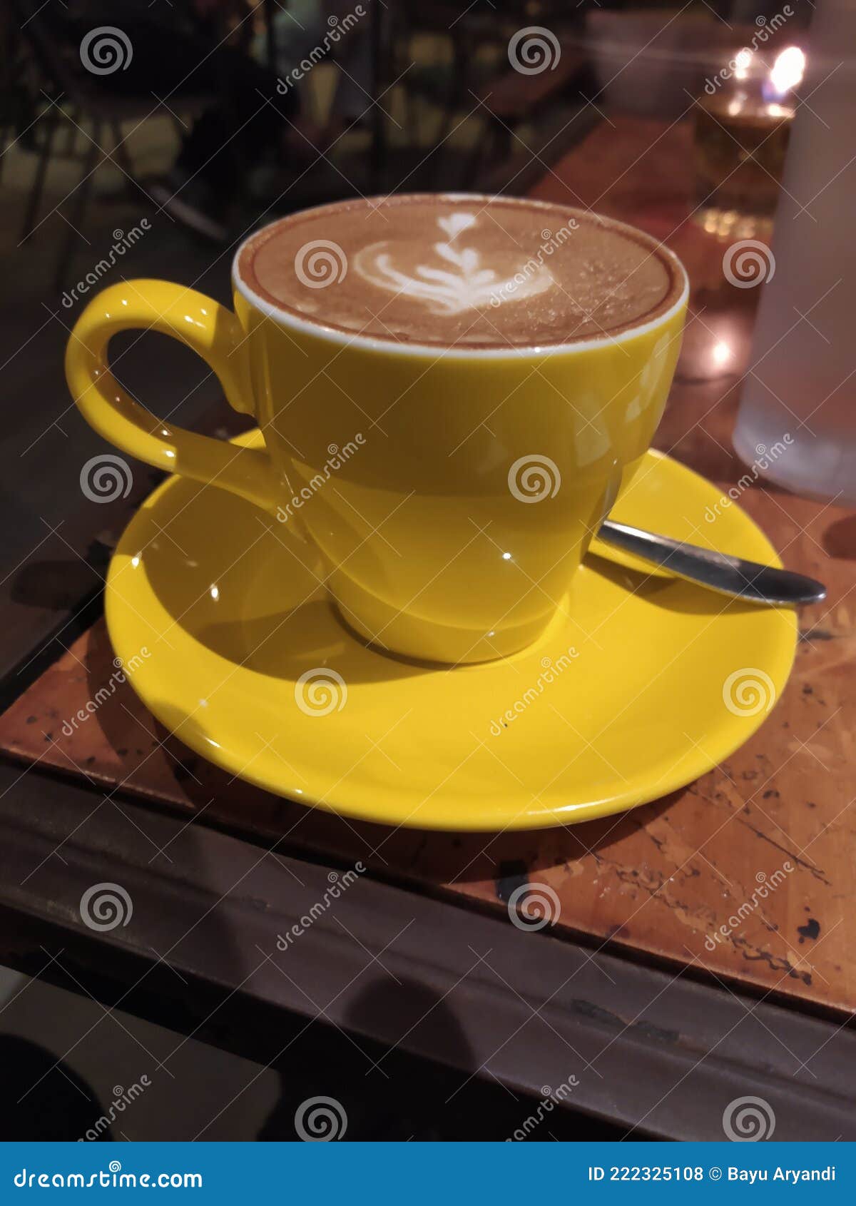 Coffe stock photo. Image of coffe, yellow, night, latte - 222325108