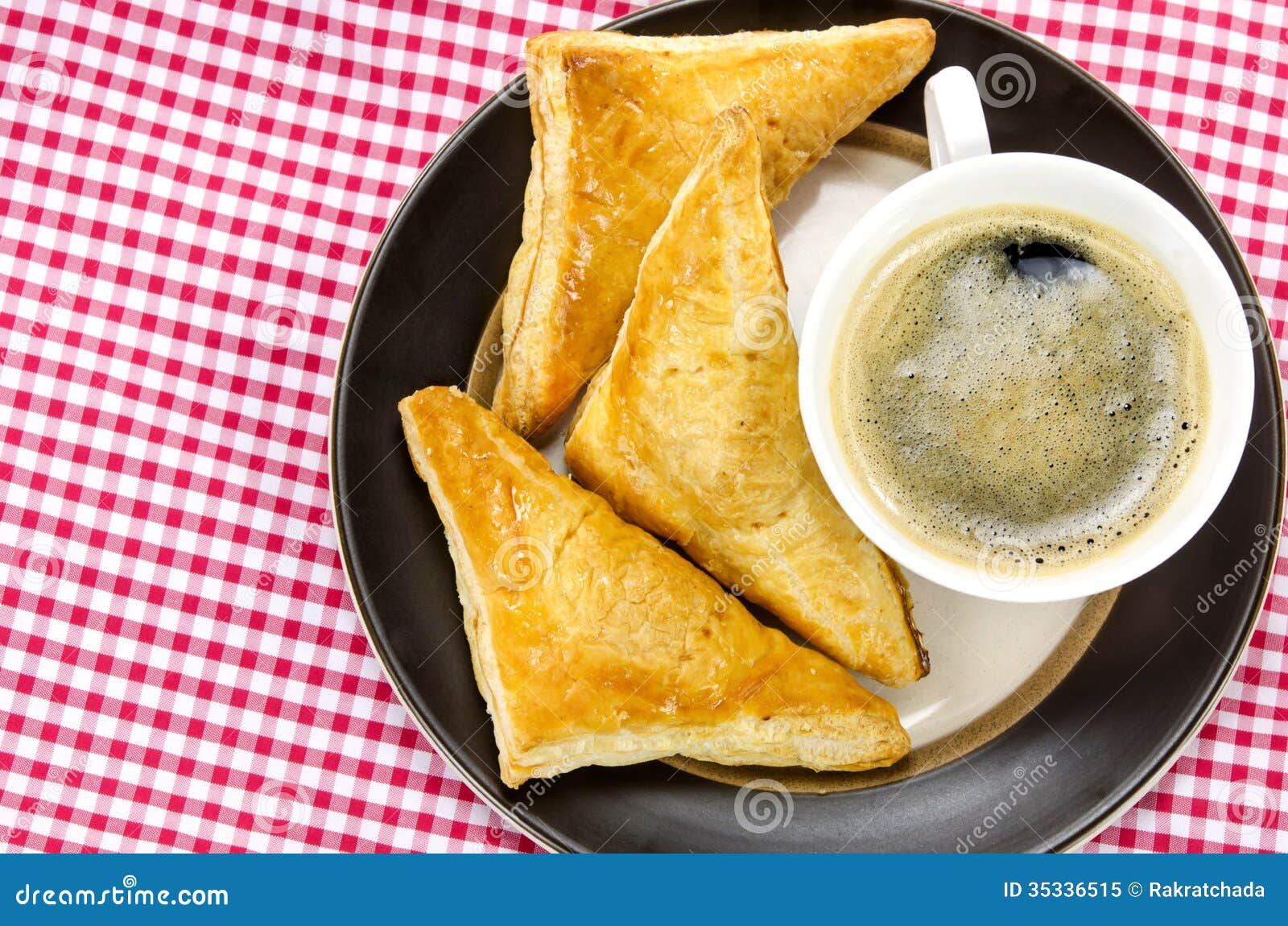 Coffe and puff pastry stock image. Image of bread, plate - 35336515