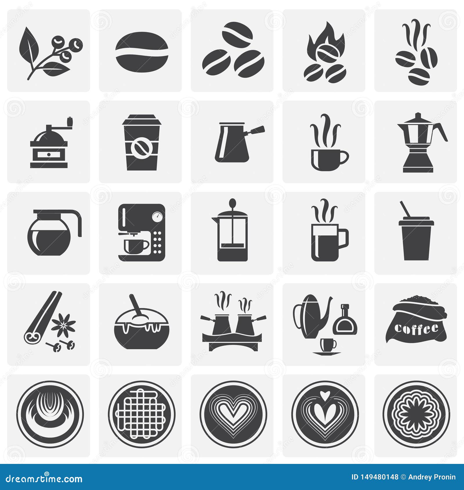 Coffe Related Icons Set on Background for Graphic and Web Design ...