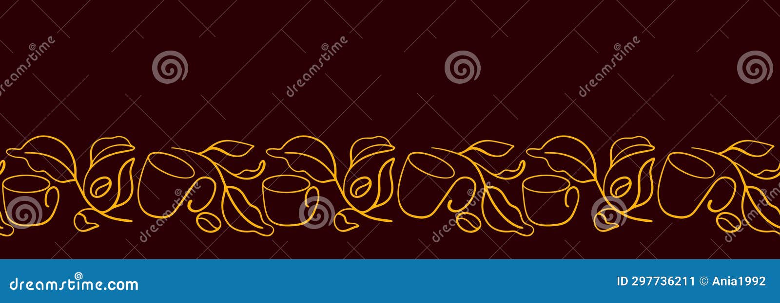Coffee Border. Continuous Line Drawing of Coffee Cup, Coffee Bean ...