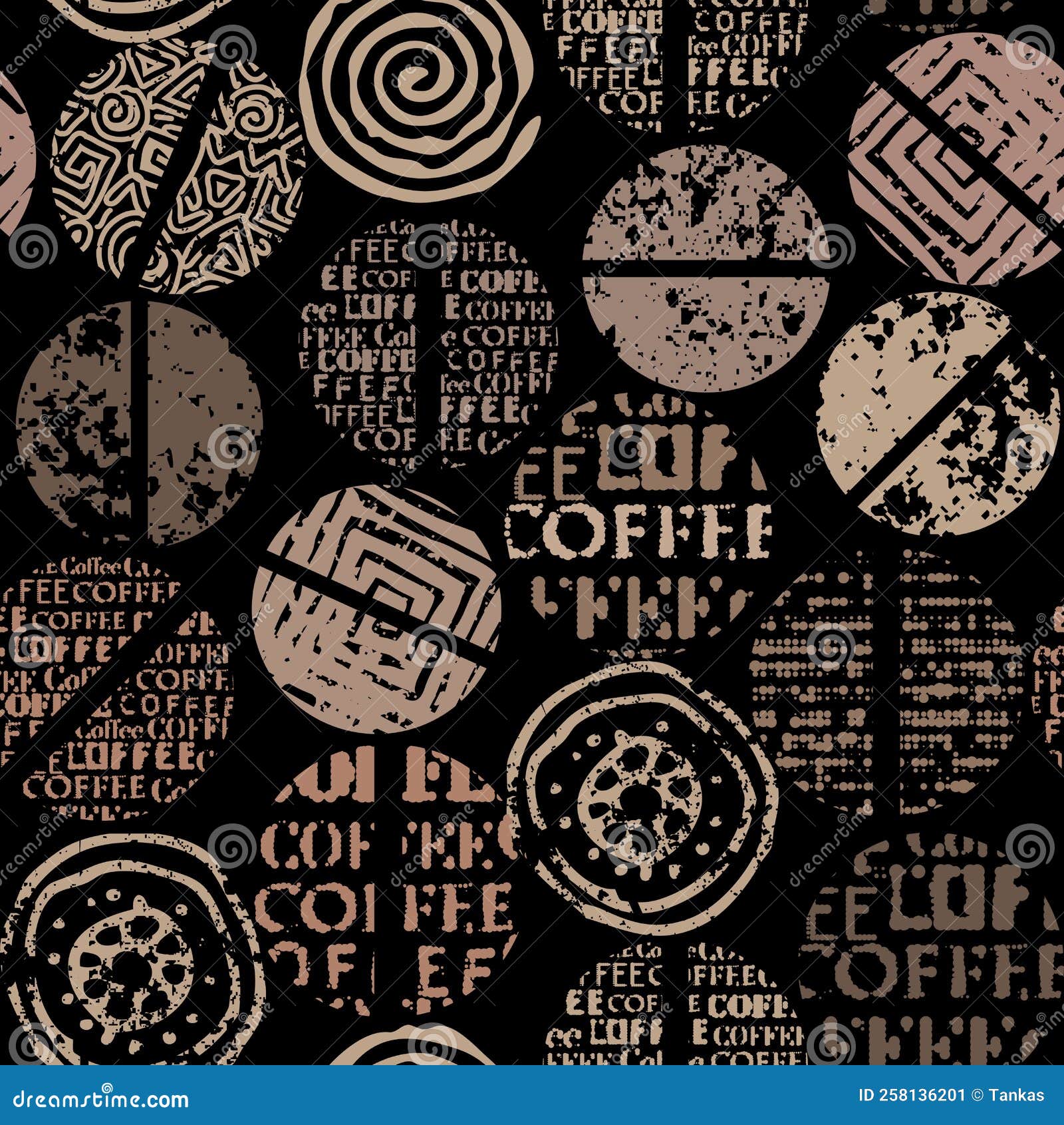 Coffee. Abstract Coffee Beans on Brown Background Stock Vector ...