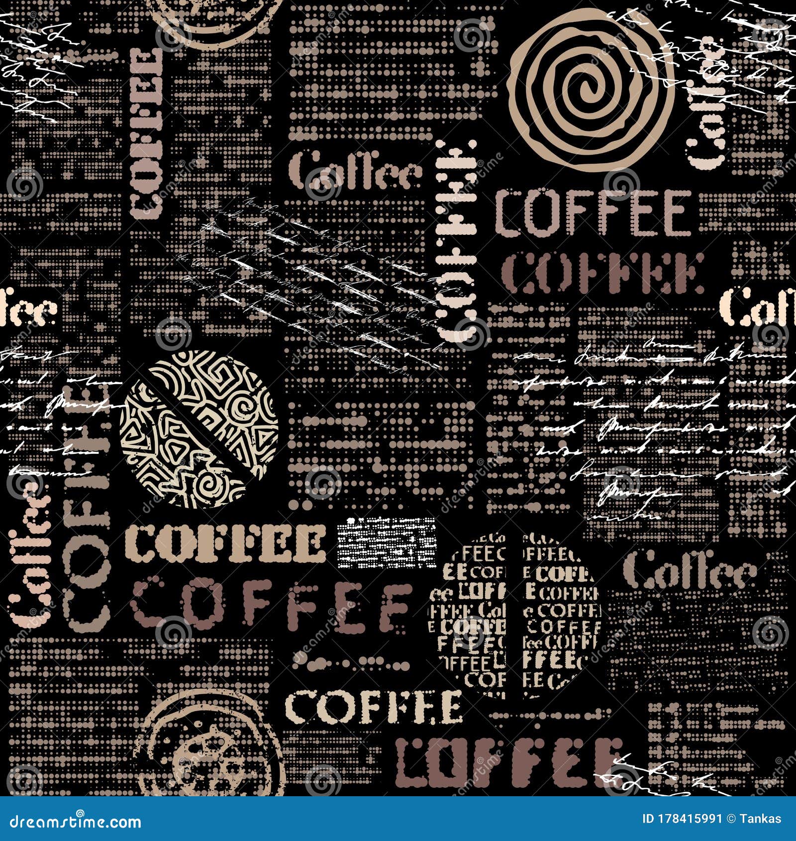 Coffee. Abstract Coffee Pattern. Seamless Image Stock Vector ...