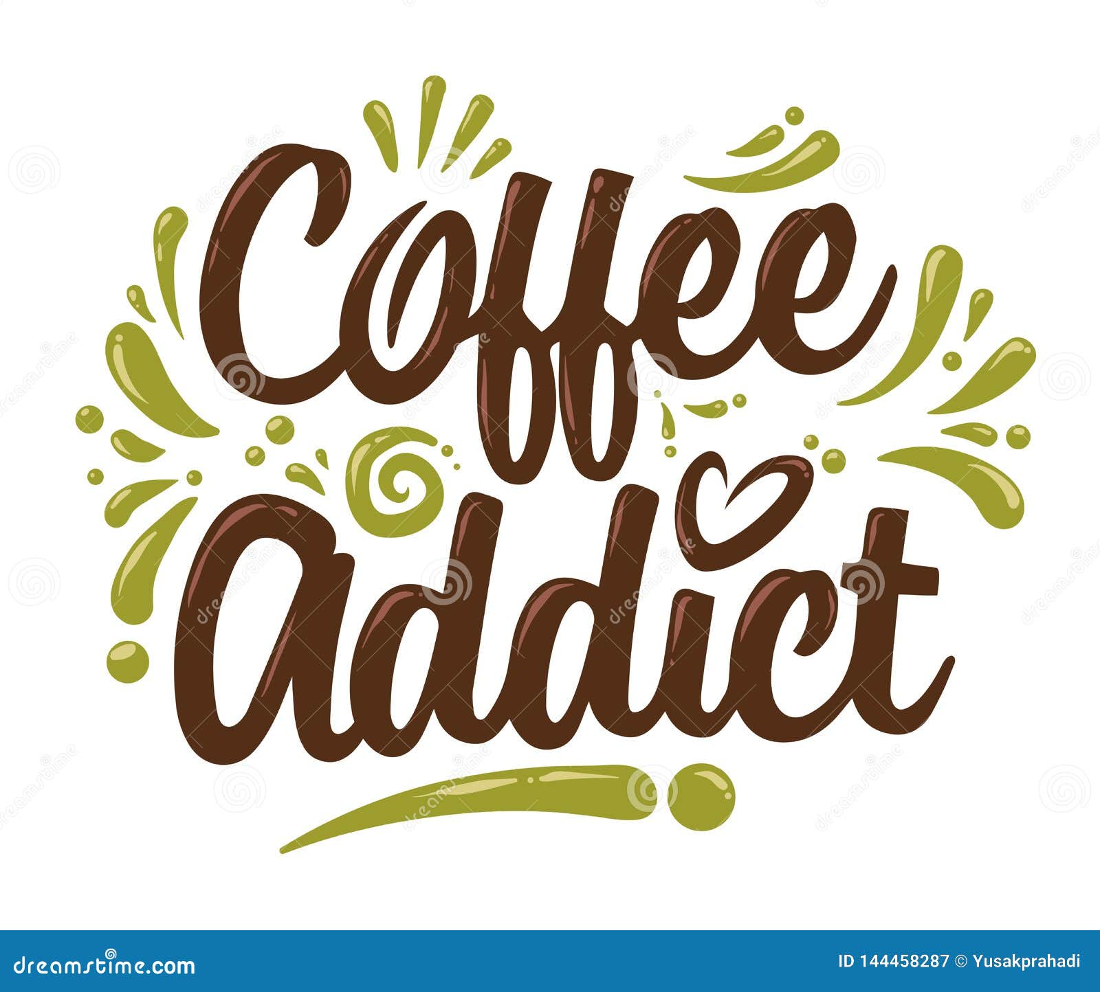 Coffee Addict Lettering Background Cartoon Vector | CartoonDealer.com ...