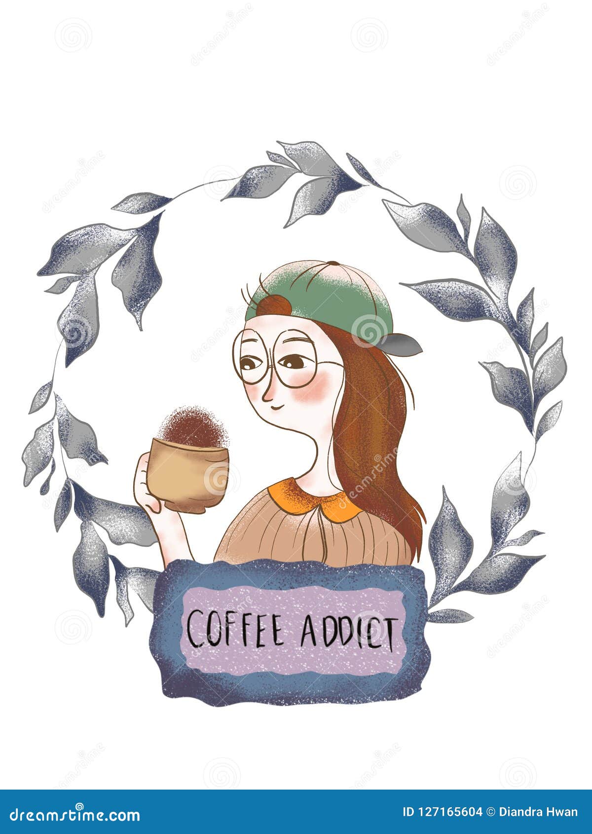 Coffee Addict Lettering Background Cartoon Vector | CartoonDealer.com ...