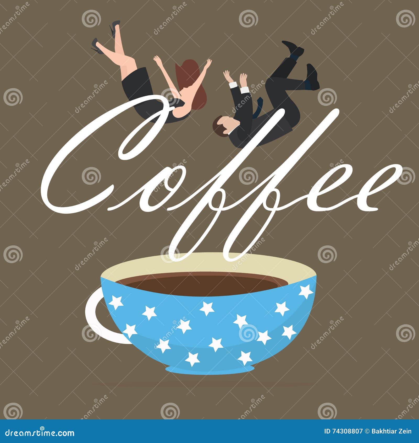 Coffee Addict Lettering Background Cartoon Vector | CartoonDealer.com ...