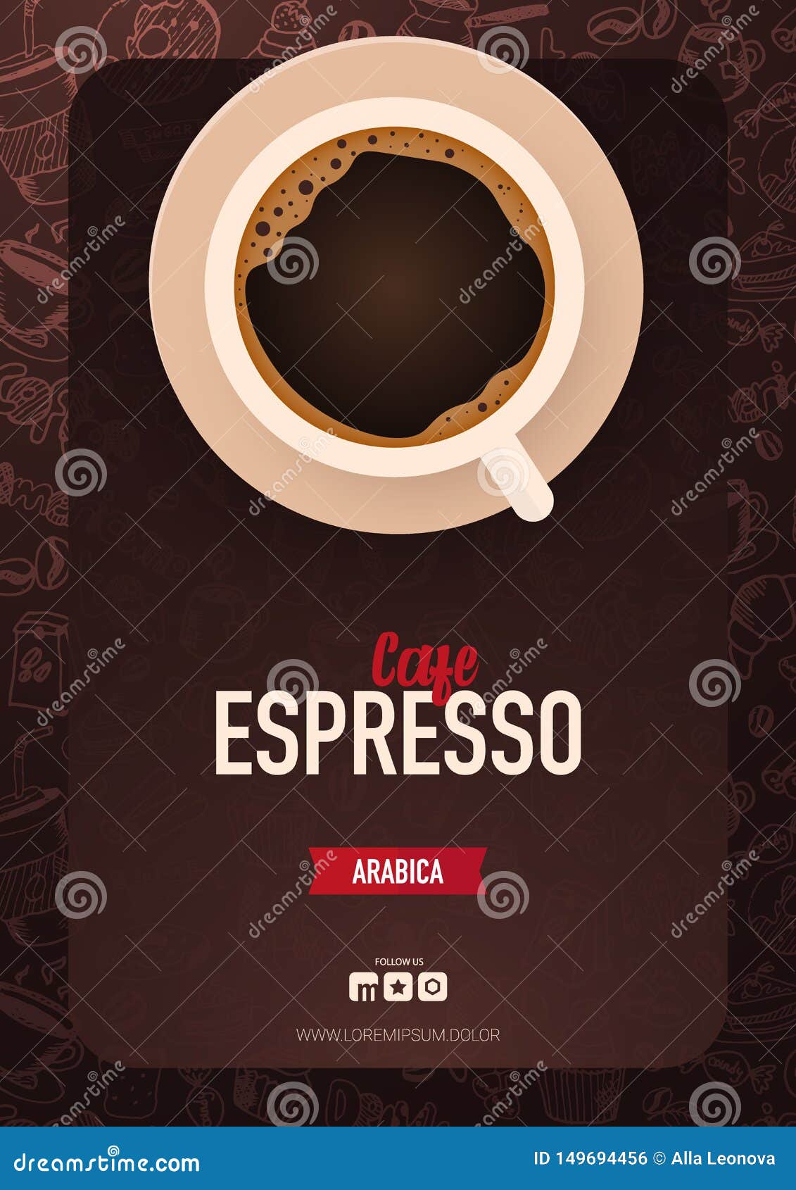 Coffee Ads with Cup and Hand Draw Doodle Background. Stock Vector ...