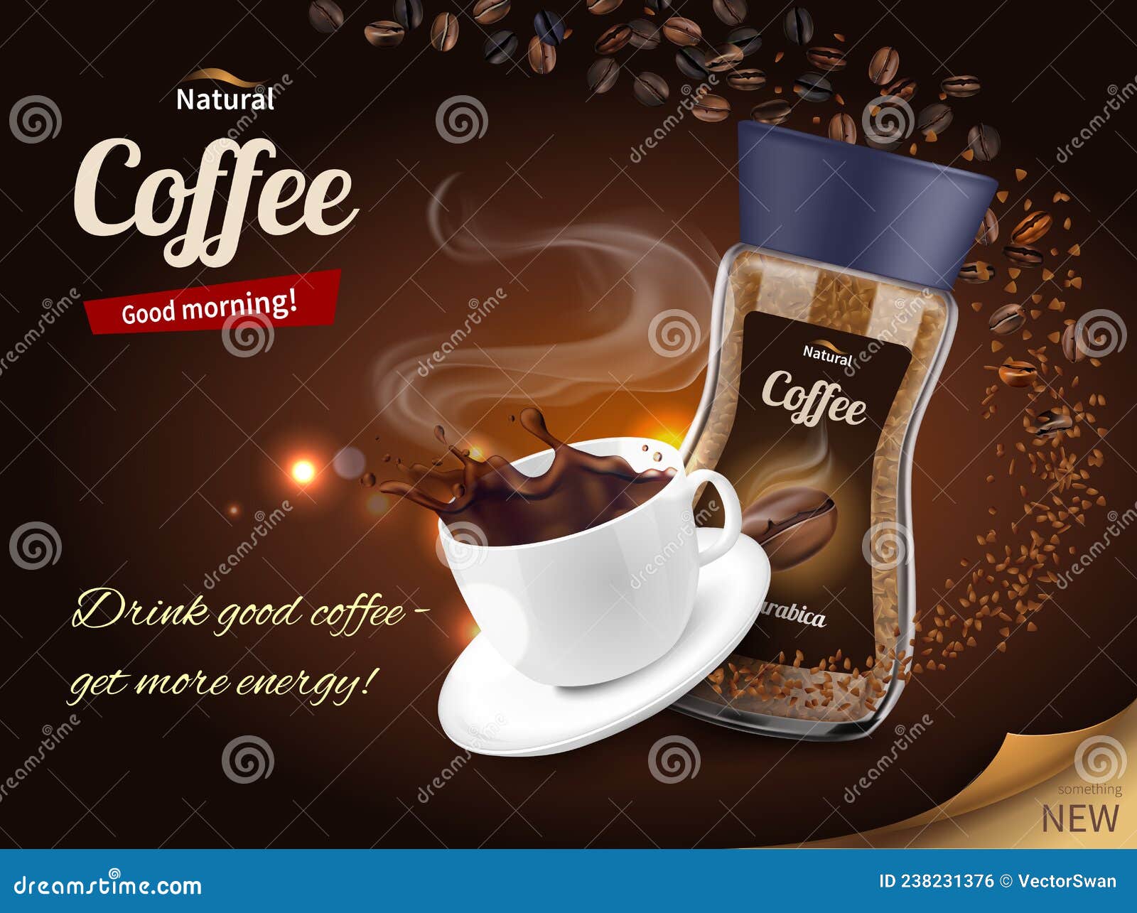 Coffee Advertisement Realistic Composition Stock Vector - Illustration ...