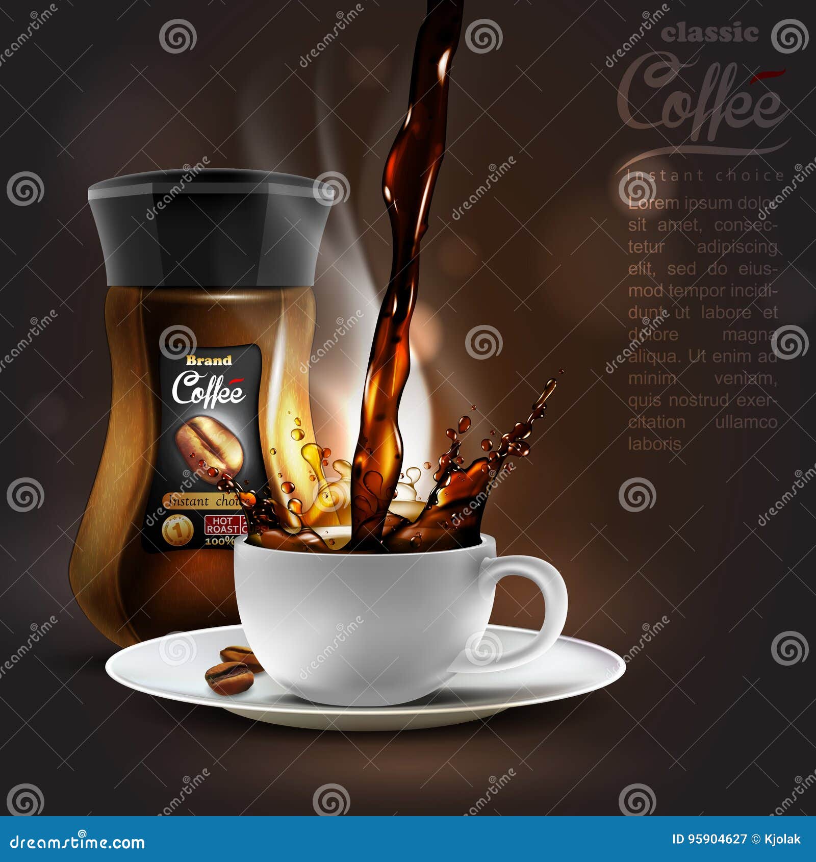 Coffee Advertising Design, High Detailed Realistic Illustration Stock ...