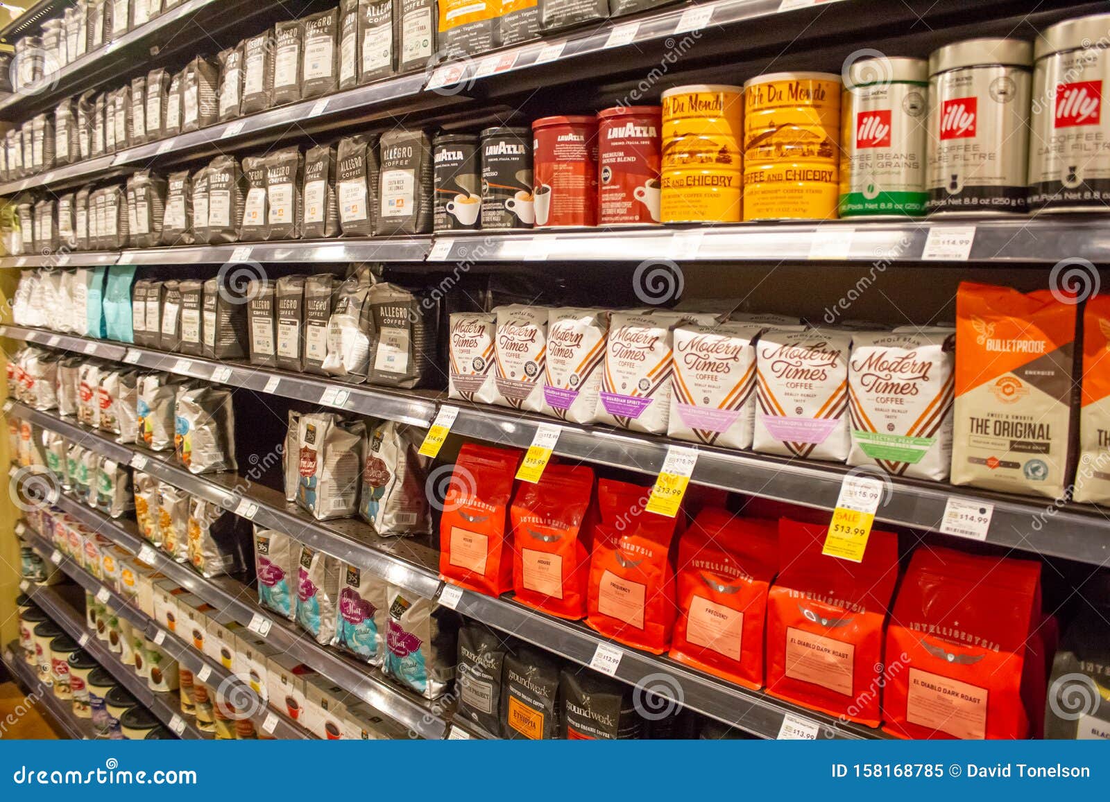 Coffee aisle at the store editorial image. Image of convenient - 158168785