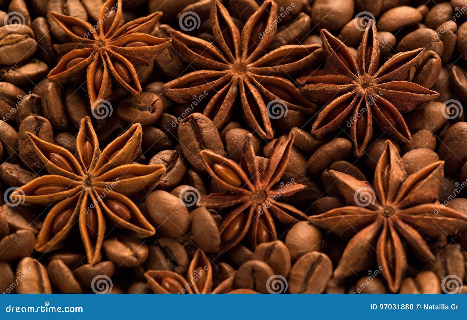 Coffee with anise stars stock photo. Image of brown, anise - 97031880