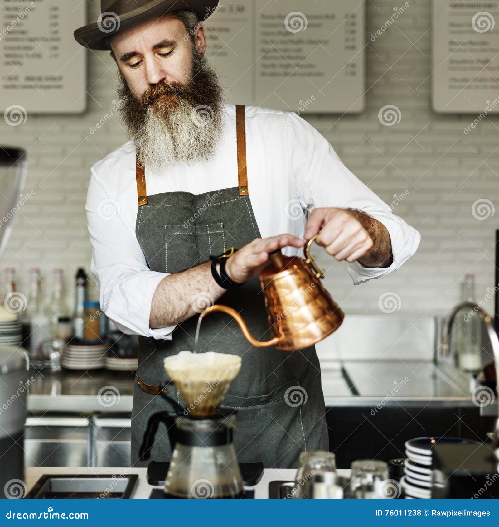 Coffee Apron Drip Brew Cafe Cafeteria Pouring Concept Stock Photo ...