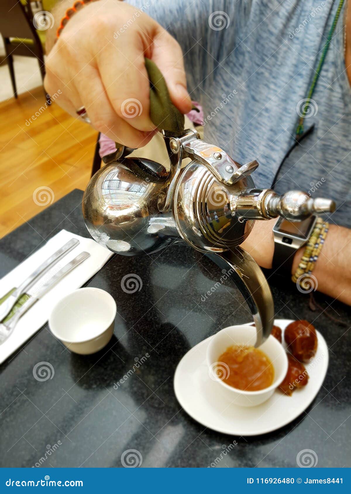 Coffee in Arabic in the Cafe. Stock Photo - Image of barista, hand ...