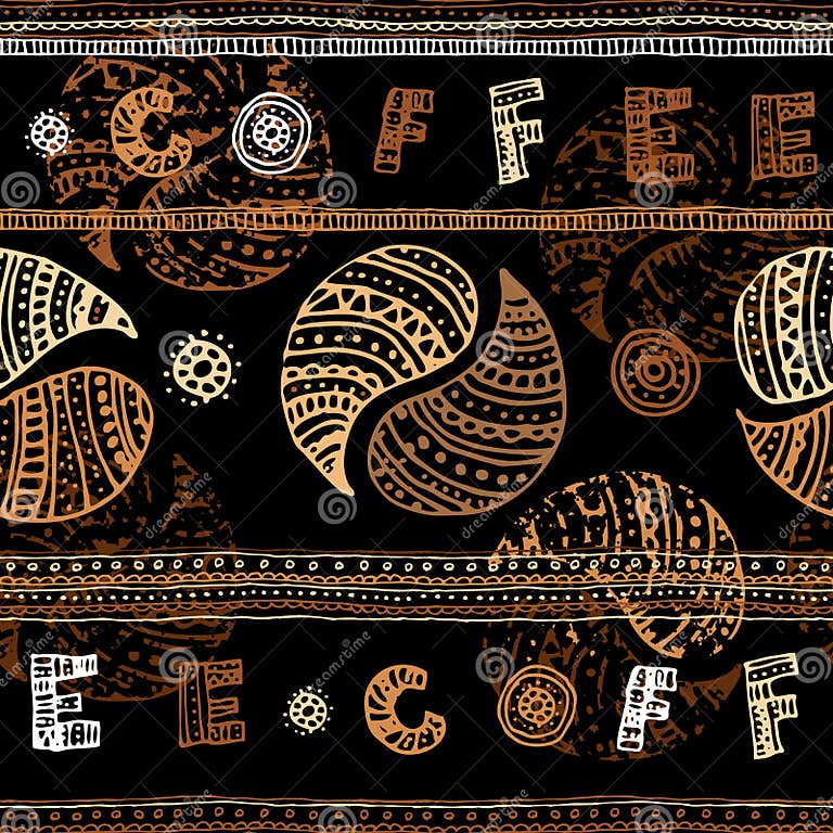 Coffee Background in Ethnical Style Stock Vector - Illustration of ...