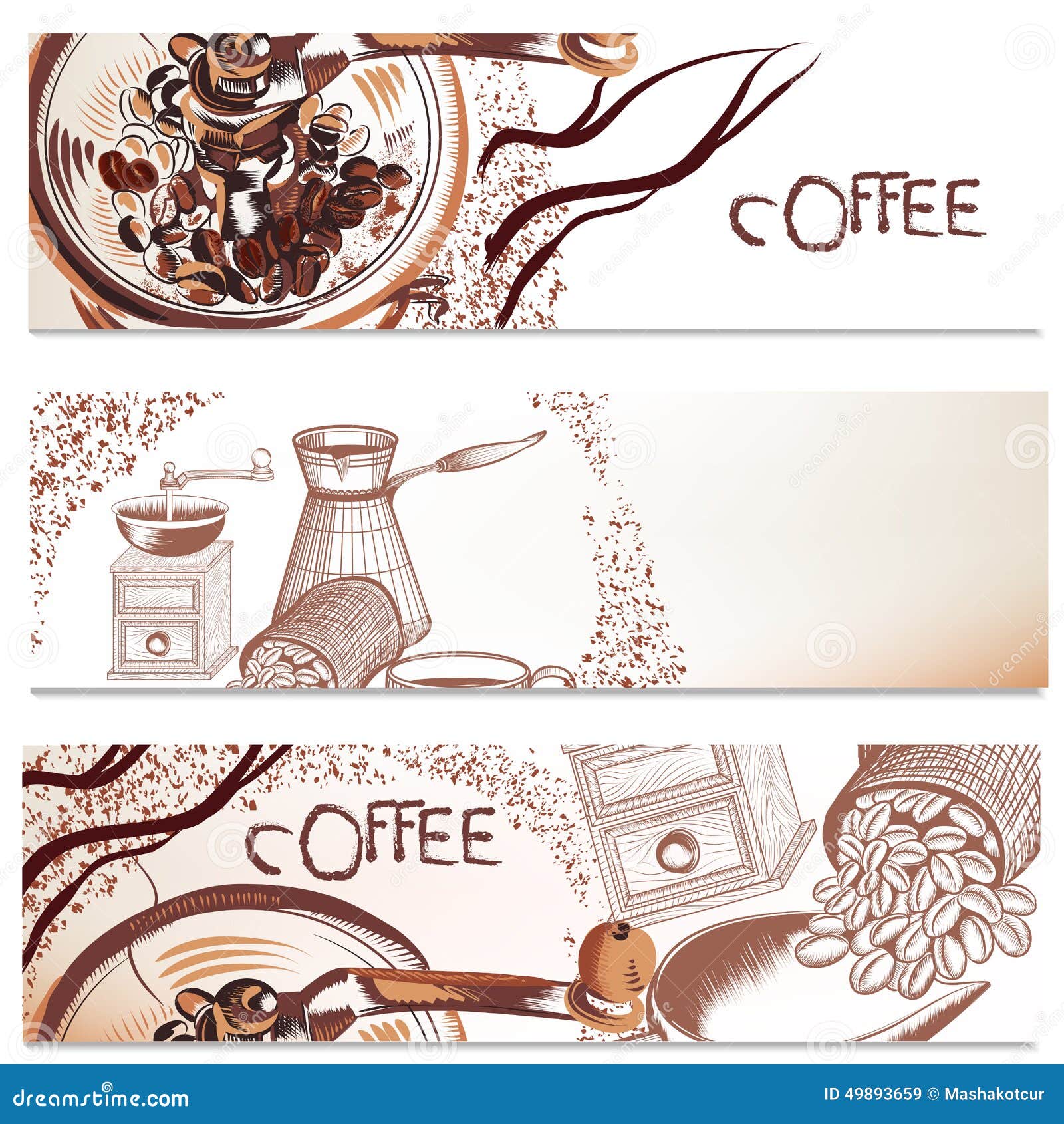 Coffee backgrounds set stock vector. Illustration of grain - 49893659