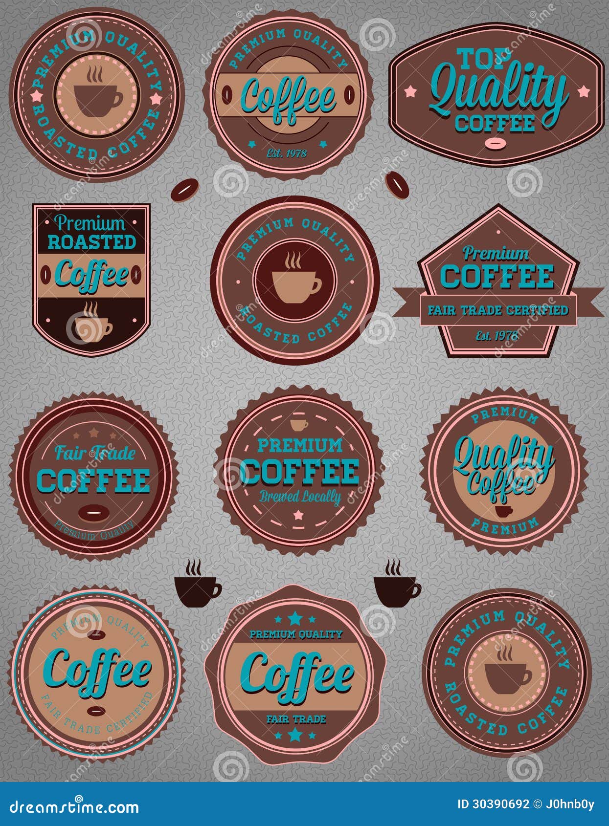 Coffee badges stock vector. Illustration of bean, stamp - 30390692