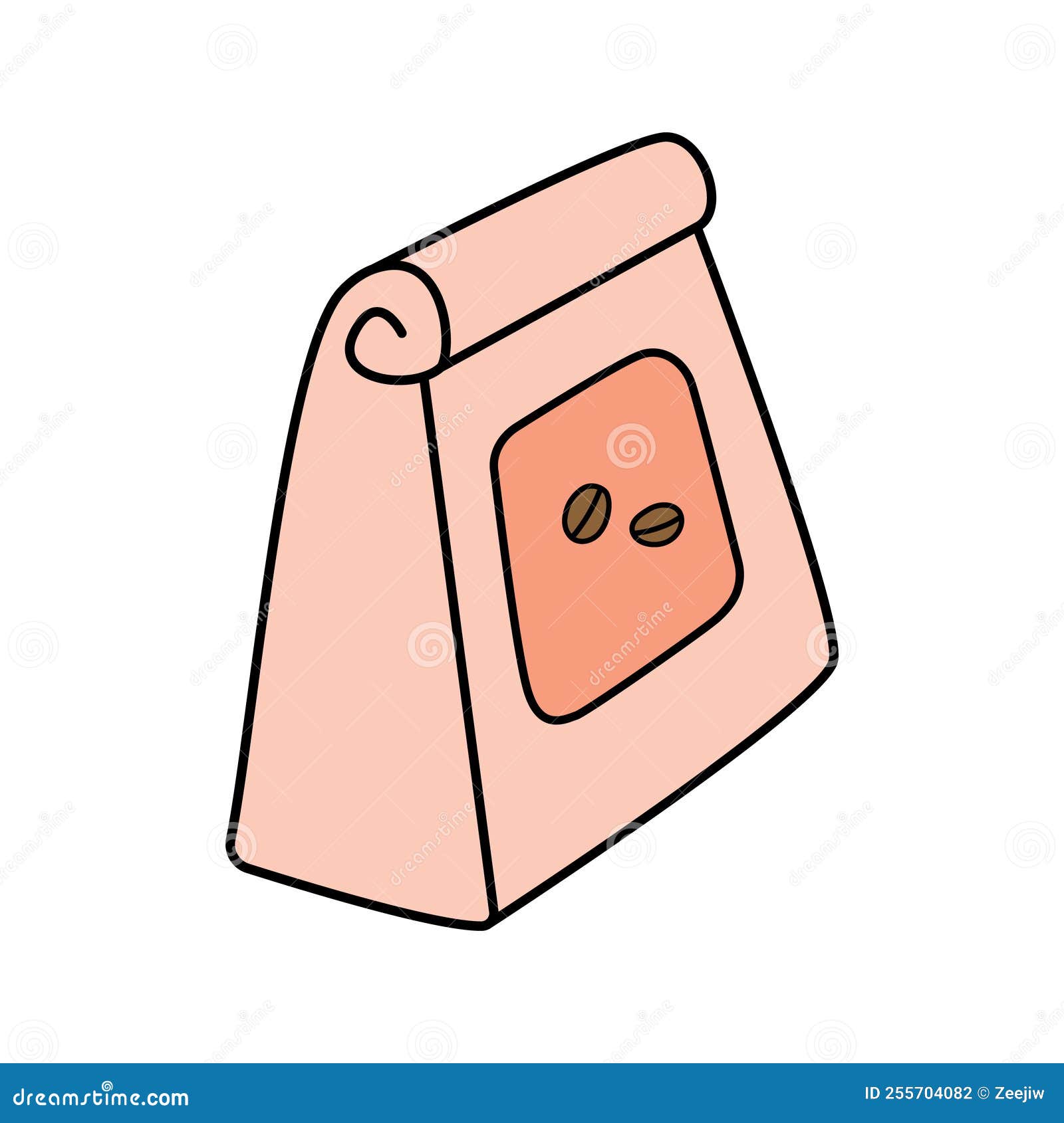 Coffee Bag Icon. Cute Cartoon Stock Vector - Illustration of packaging ...