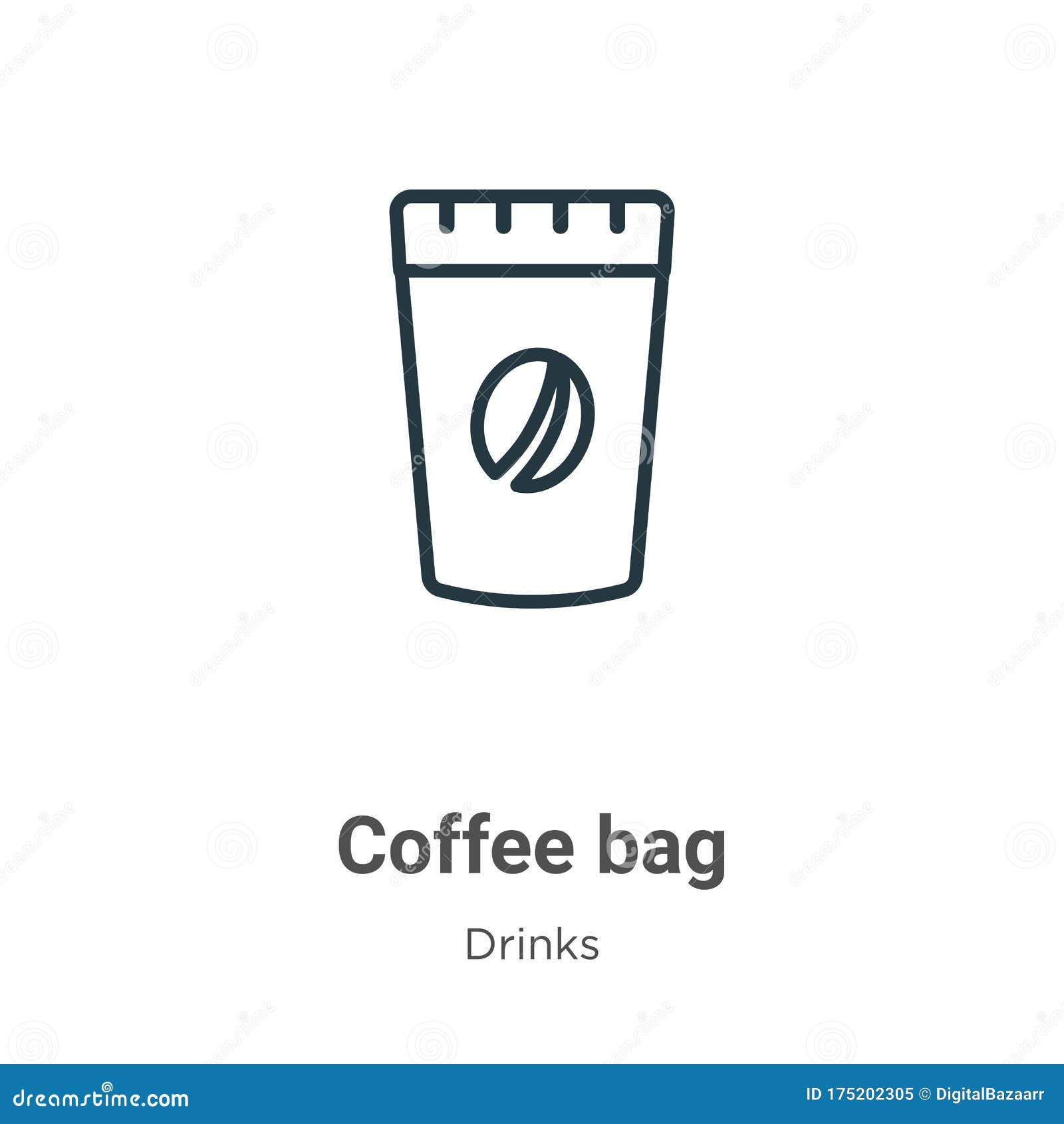 Coffee Bag Outline Vector Icon. Thin Line Black Coffee Bag Icon, Flat ...