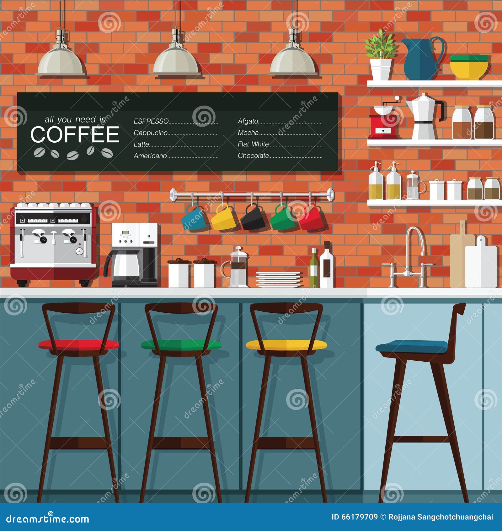 Coffee Bar Design stock vector. Illustration of empty - 66179709